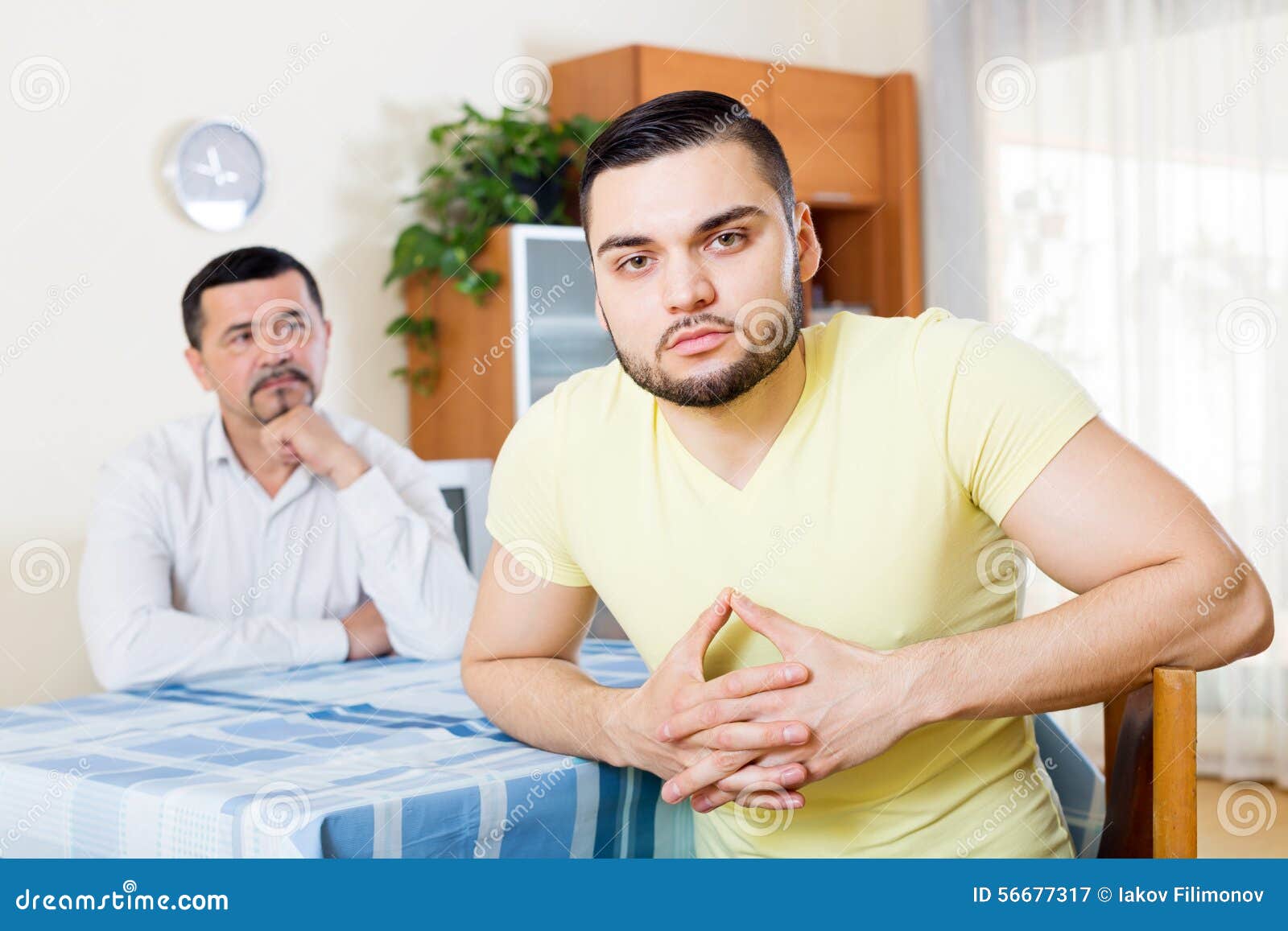 Domestic Quarrel between Men Stock Image - Image of indoor, advice ...