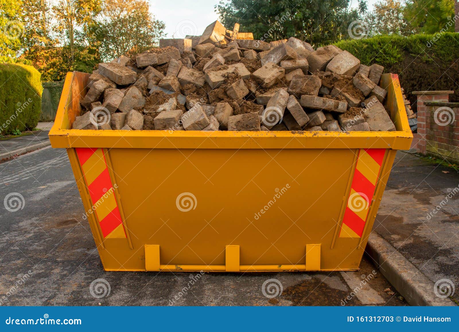 Domestic Skip Full of Rubble Stock Image - Image of orange, opentopped ...