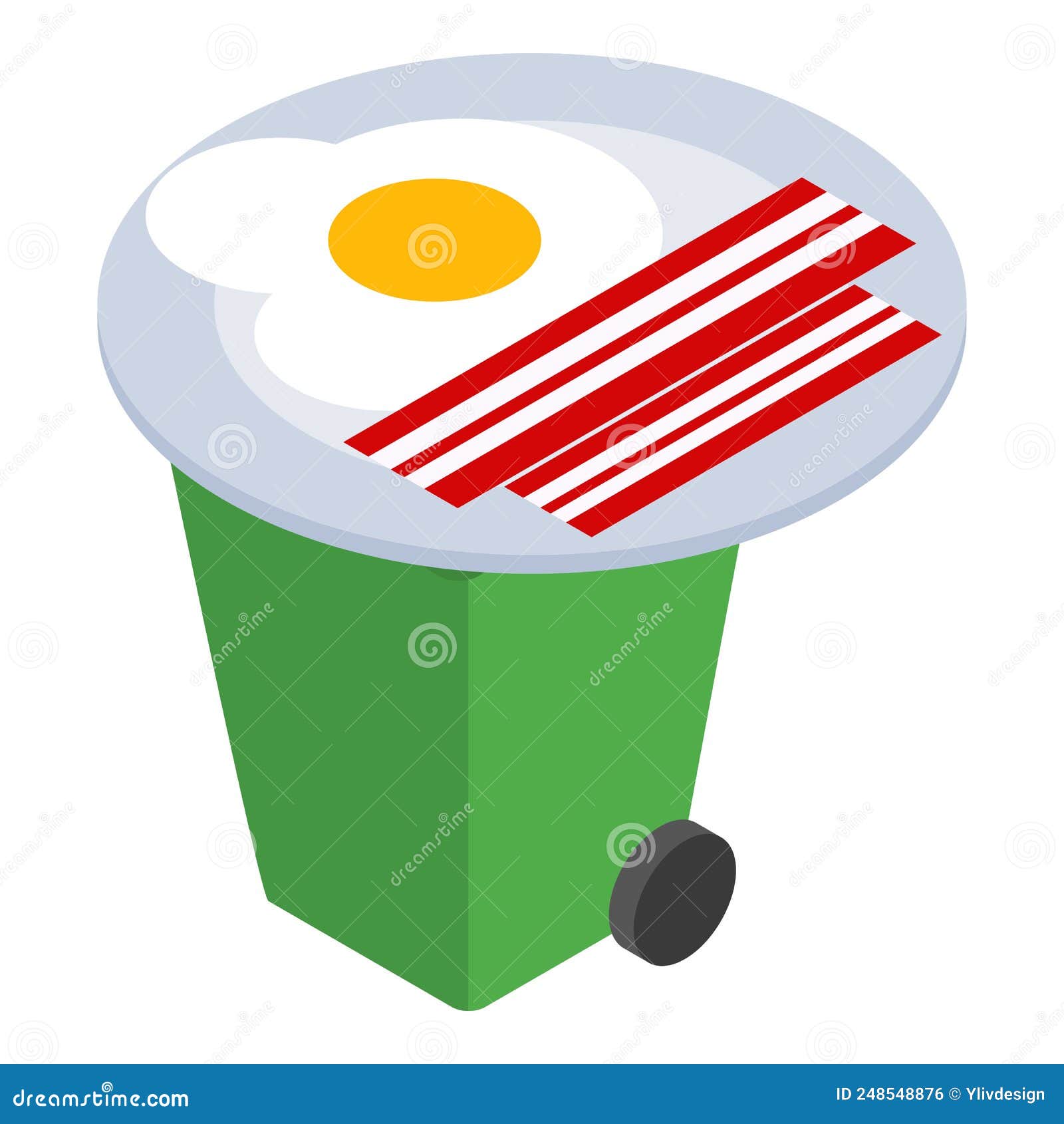 Domestic Waste Icon Isometric Vector. Plate with Breakfast on Plastic ...
