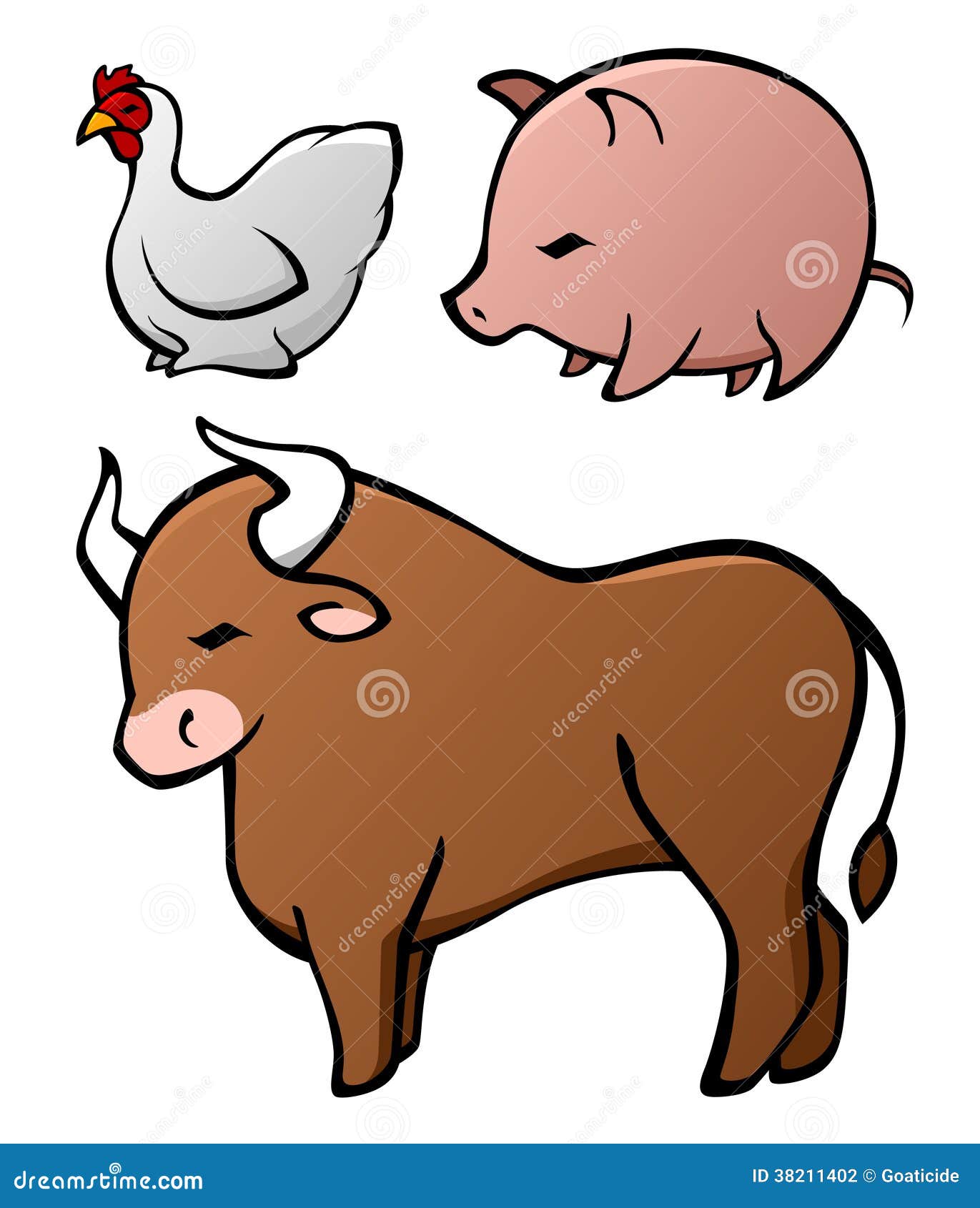 Domesticated Animal Set stock vector. Illustration of farm - 38211402