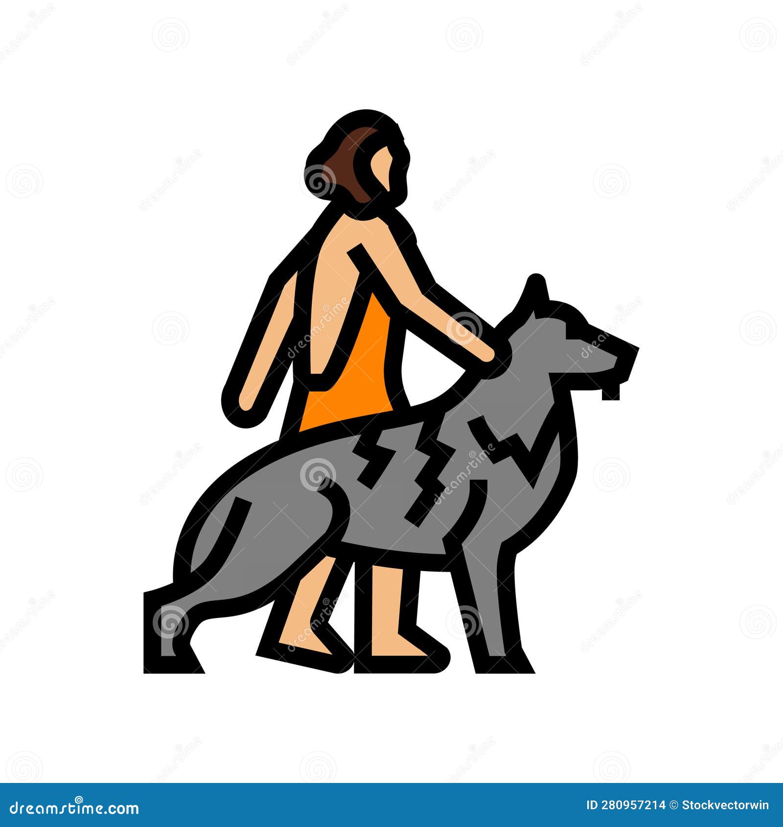 Domestication Animals Human Evolution Color Icon Vector Illustration ...
