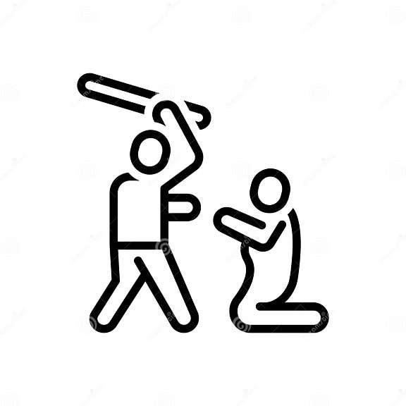 Black Line Icon for Dominant, Beating and Whacking Stock Vector ...