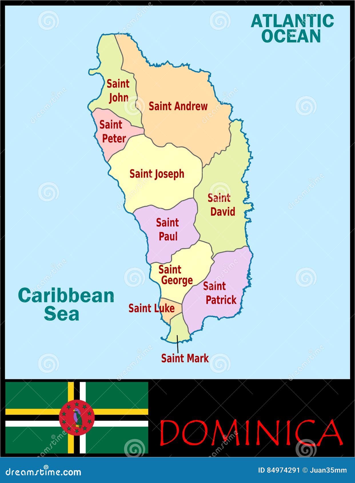 Dominica Administrative Divisions Stock Illustration - Illustration of ...