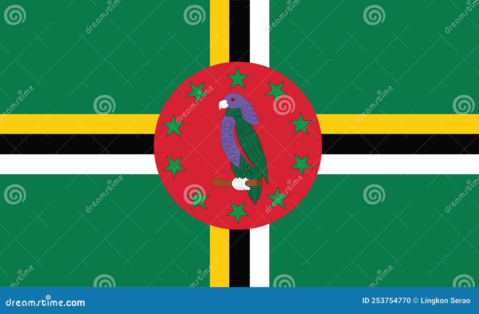 Vector Illustration of the Official Flag of Dominica. National Flag ...