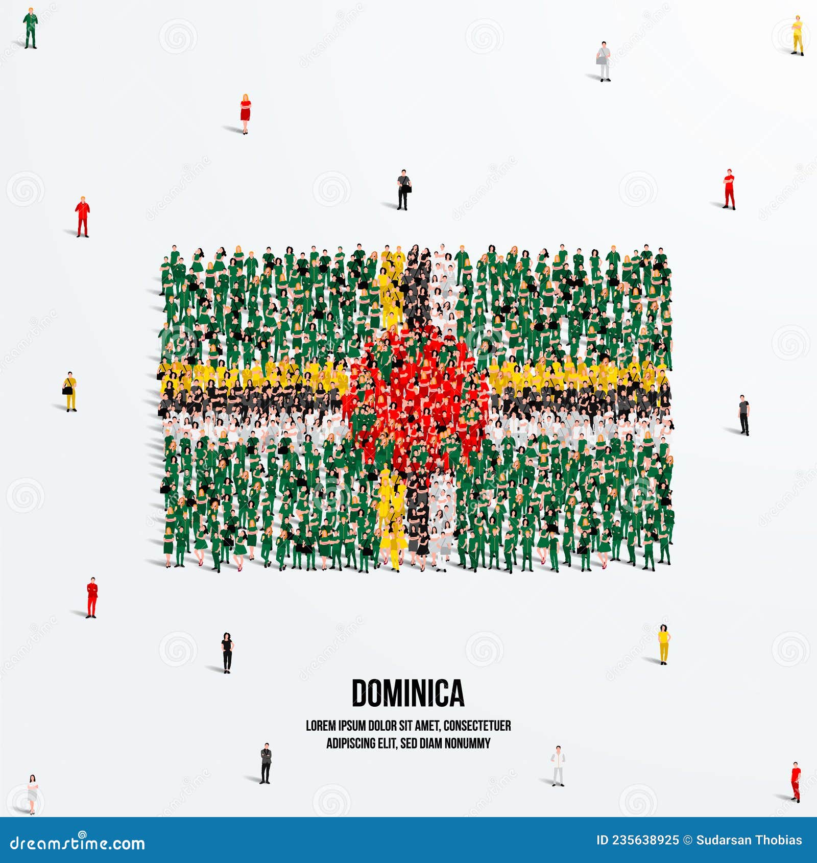 Dominica Flag. a Large Group of People Form To Create the Shape of the ...