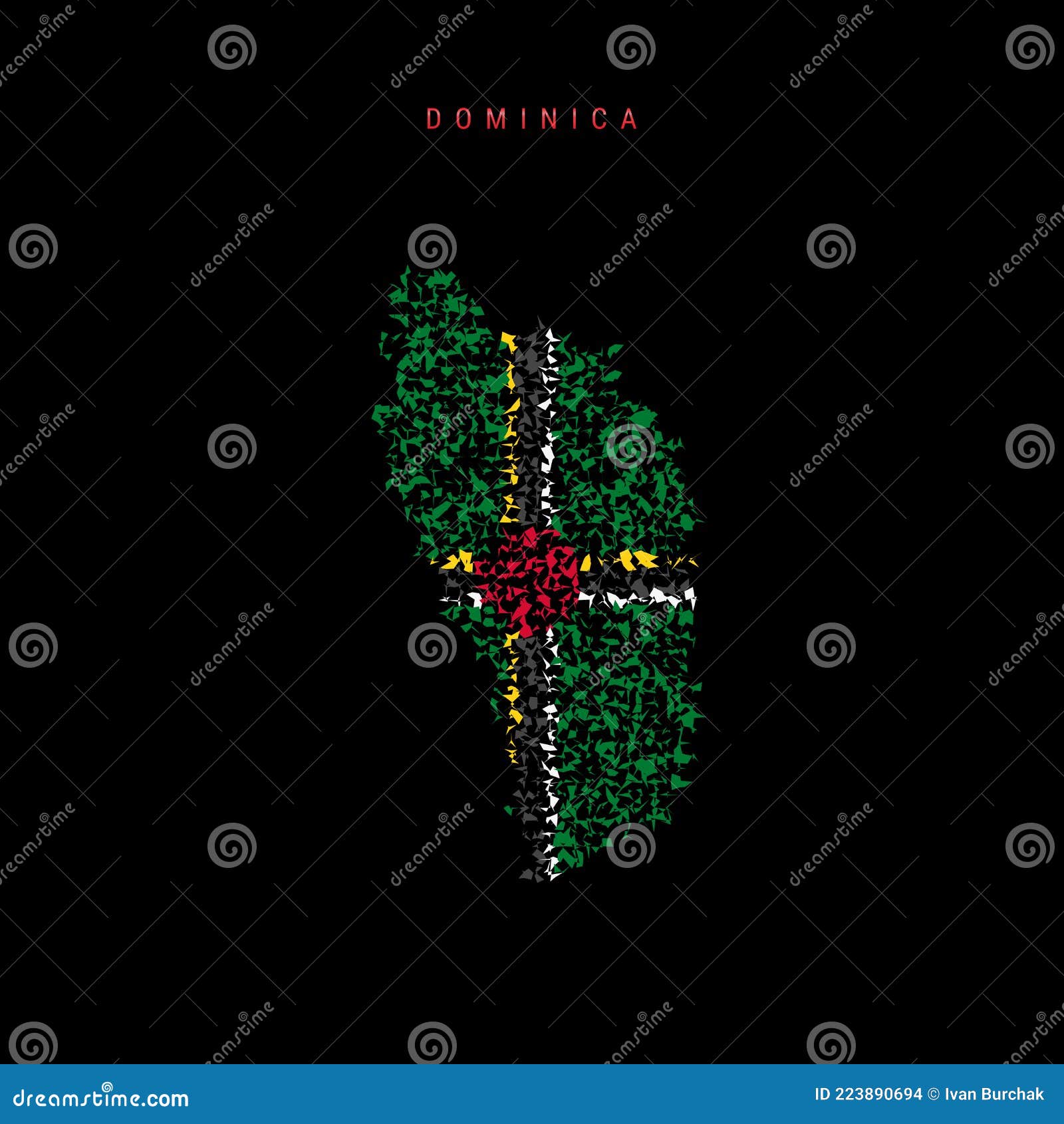 Dominica Flag Map, Chaotic Particles Pattern in the Dominica Flag ...