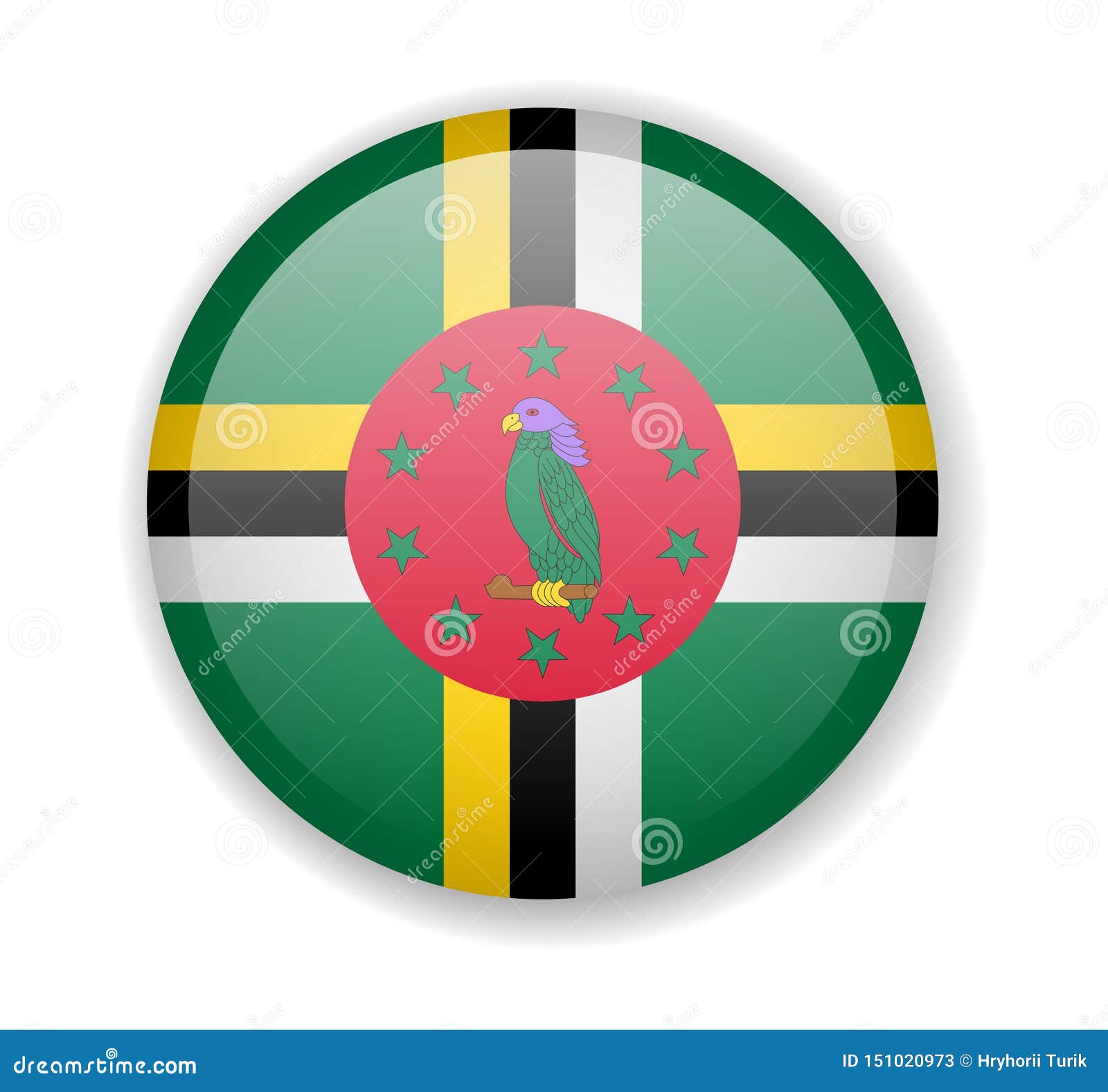 Dominica Flag Round Bright Icon on a White Background Stock ...