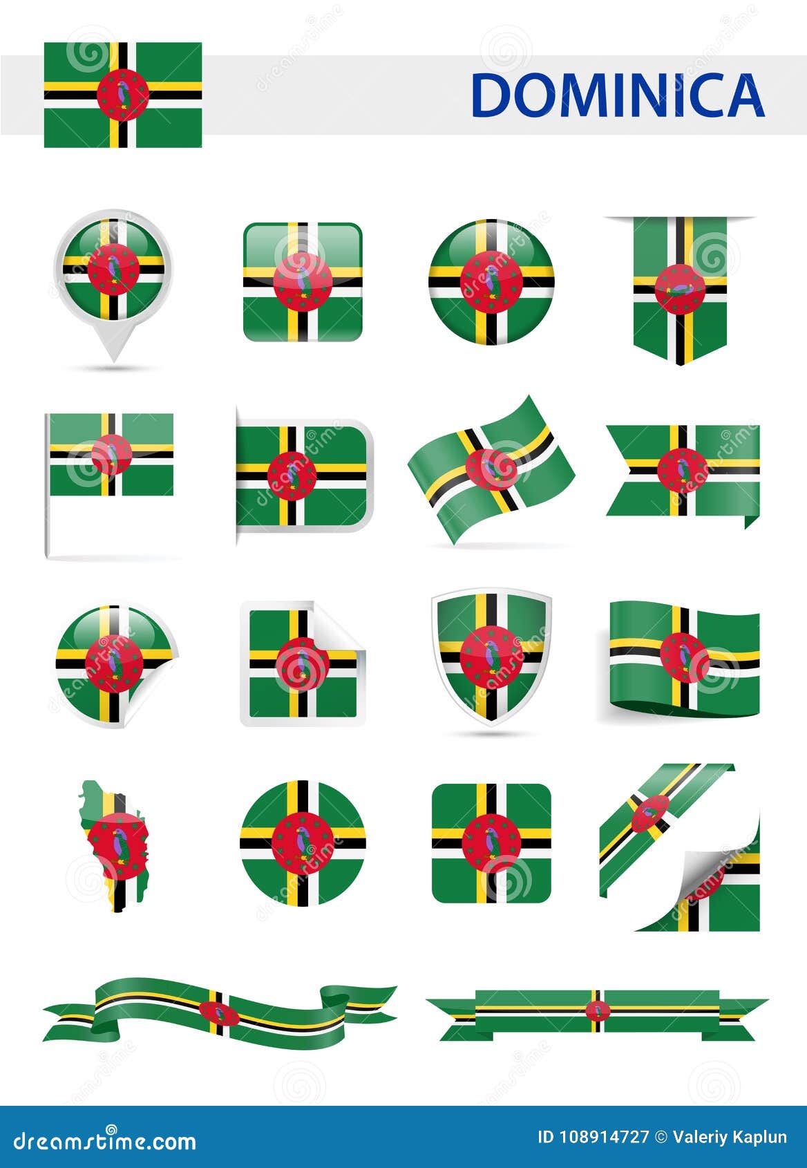 Dominica Flag Vector Set stock illustration. Illustration of bookmark ...