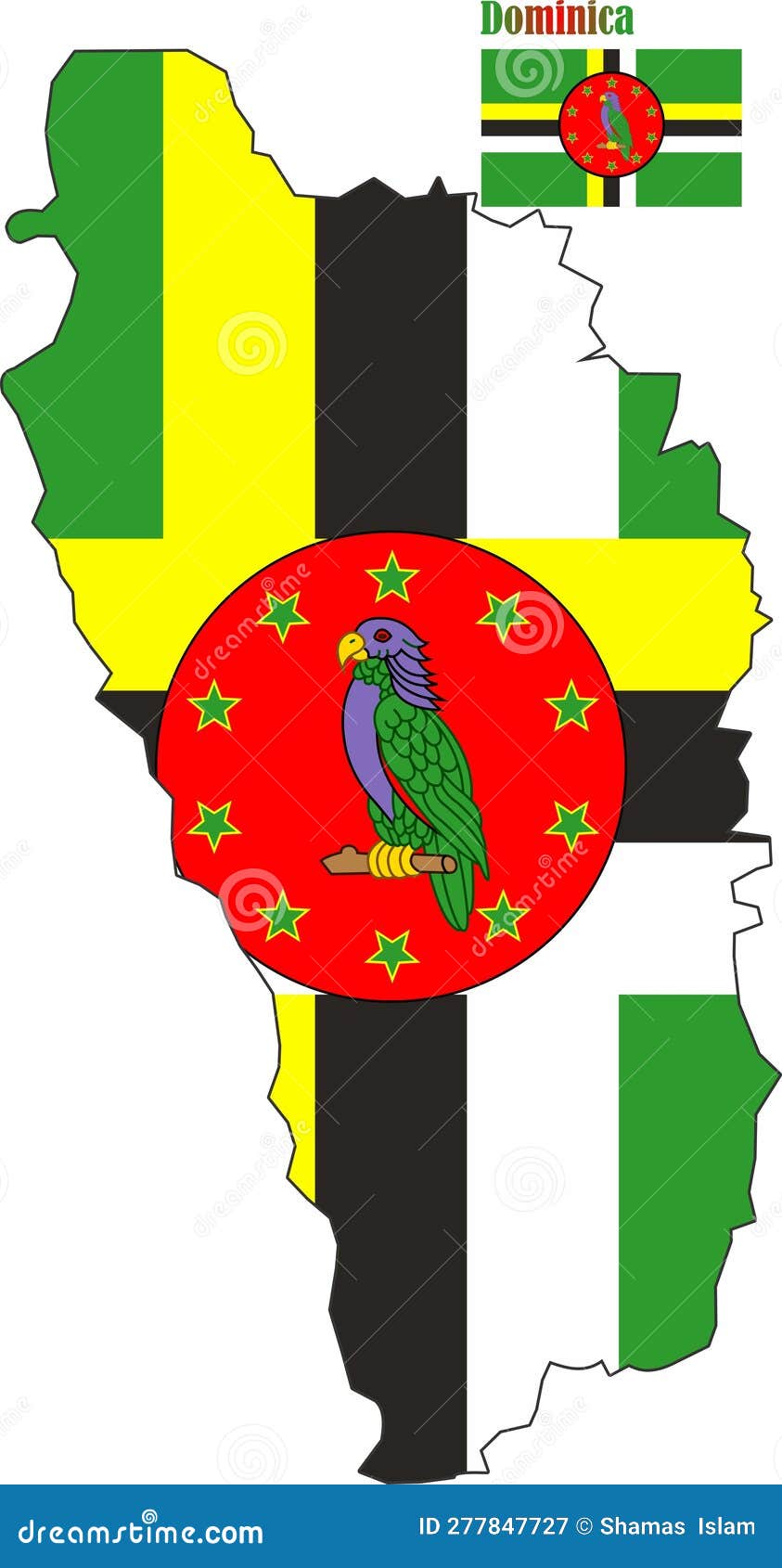 Dominica Map and Flag Illustration Vector Stock Vector - Illustration ...