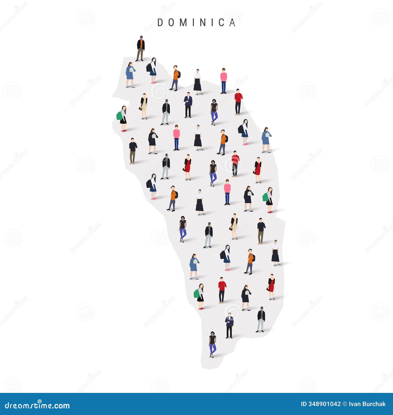 Dominica People Icon Map. Stylized Vector Silhouette Of Dominica ...