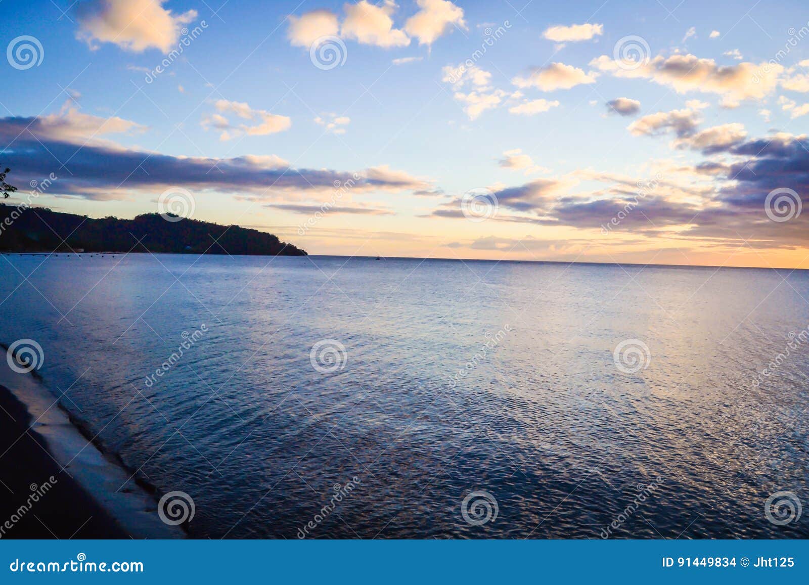 Dominica Sunset Landscape stock photo. Image of boat - 91449834