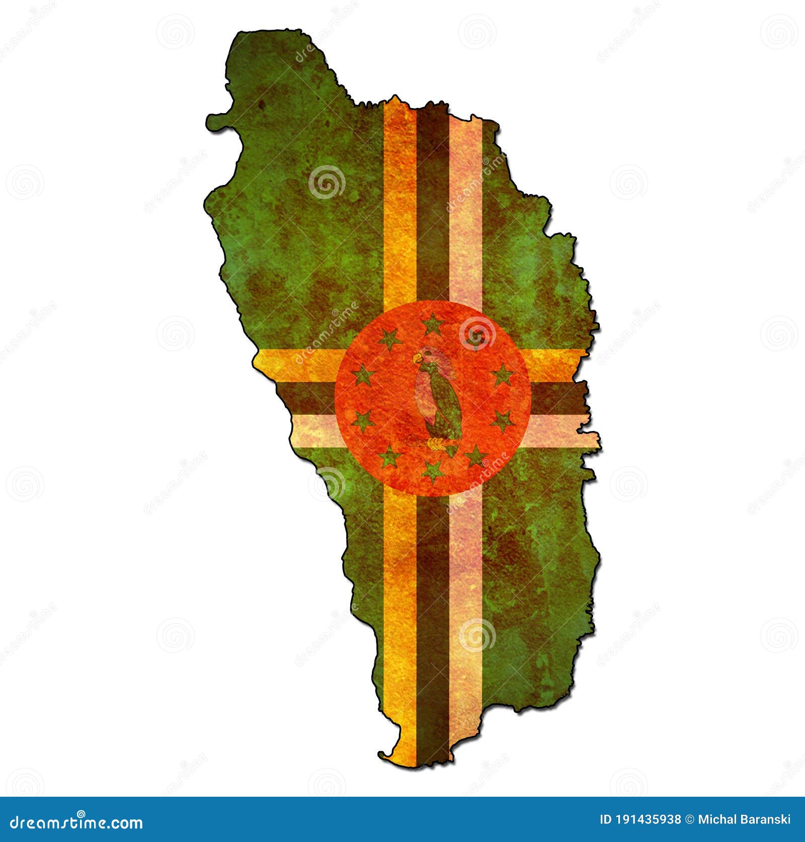 Dominica Territory with Flag Stock Illustration - Illustration of ...