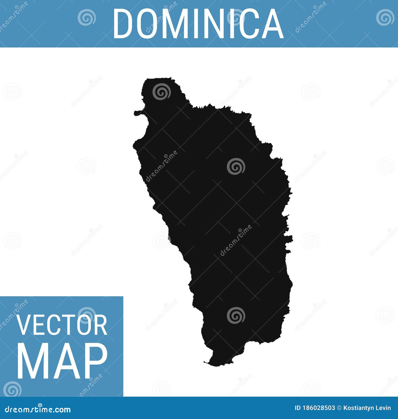 Dominica Vector Map Isolated On White Background. High-Detailed Black ...