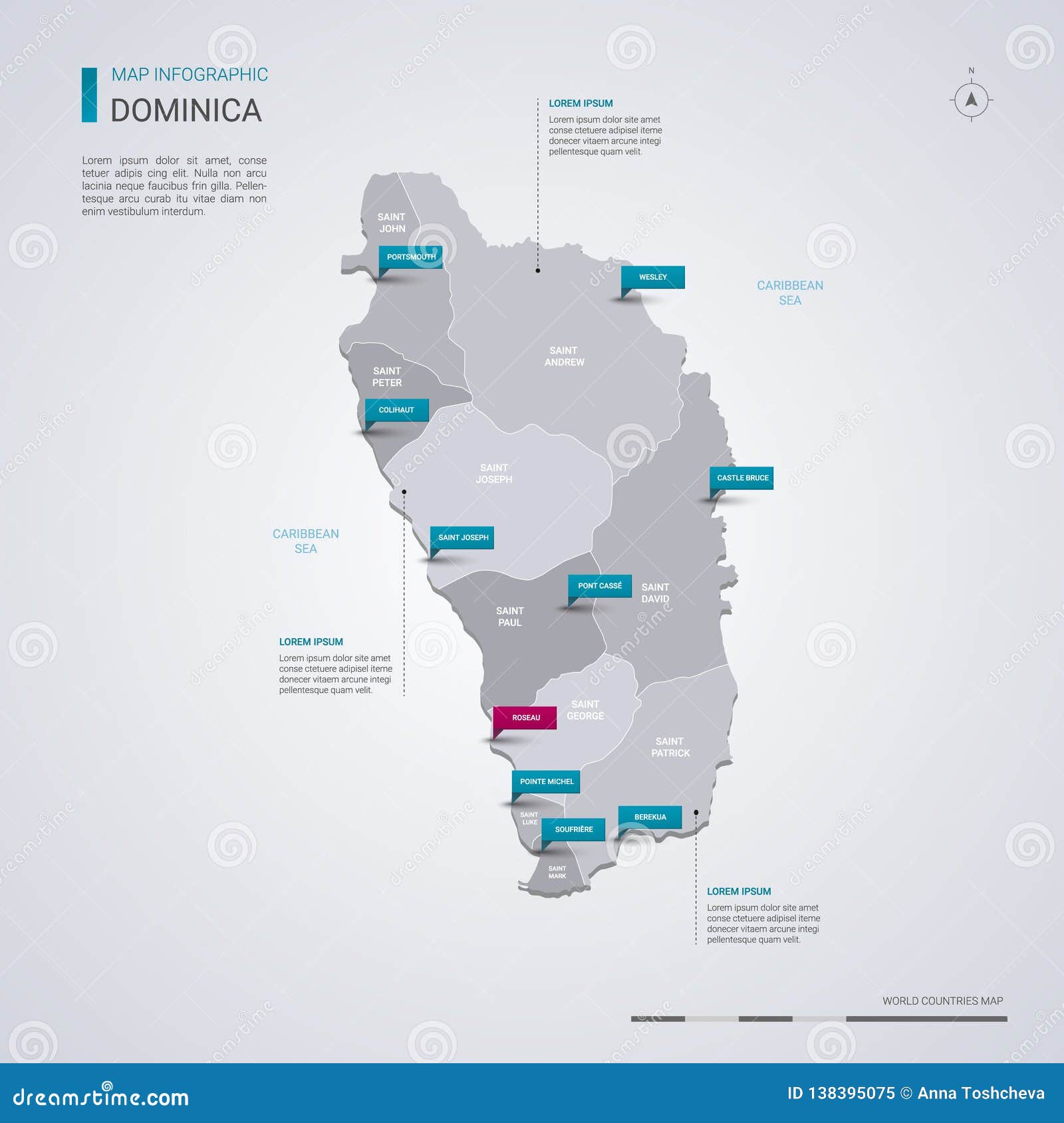 Dominica. Map Of Dominica Vector Silhouette. | CartoonDealer.com #166995547
