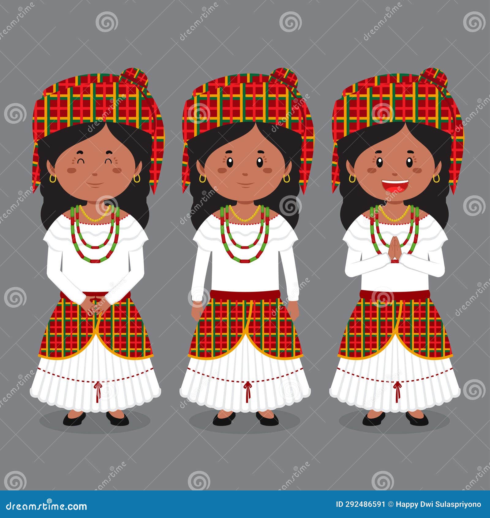 Dominican Character with Various Expression Stock Illustration ...