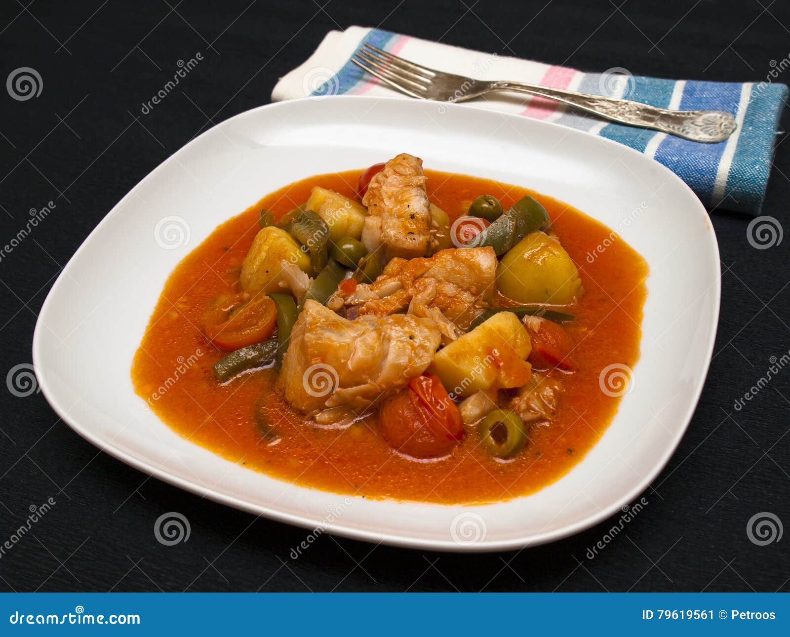 Dominican cod dish stock image. Image of potato, sauce - 79619561