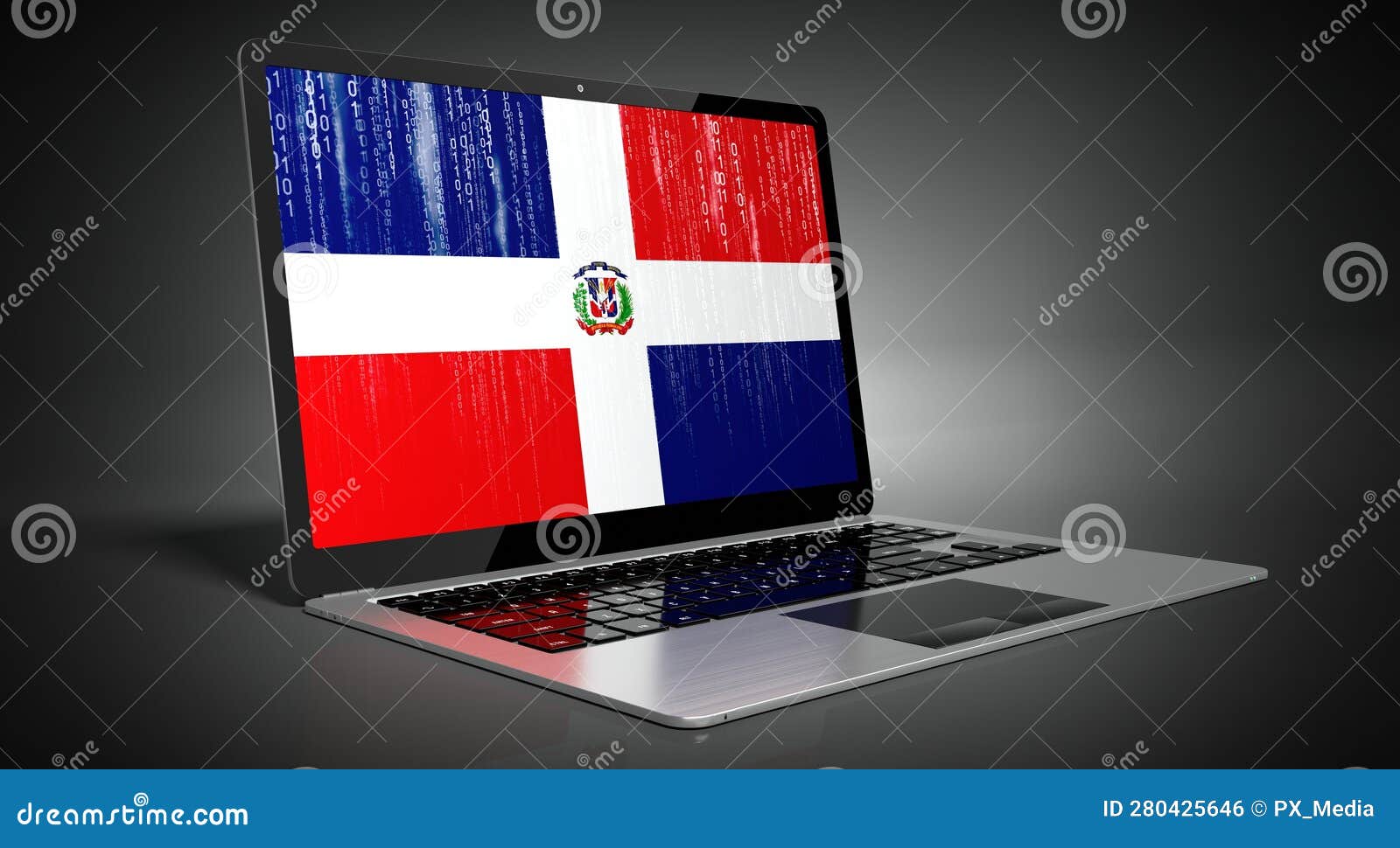 Dominican Republic - Country Flag and Binary Code on Laptop Screen ...