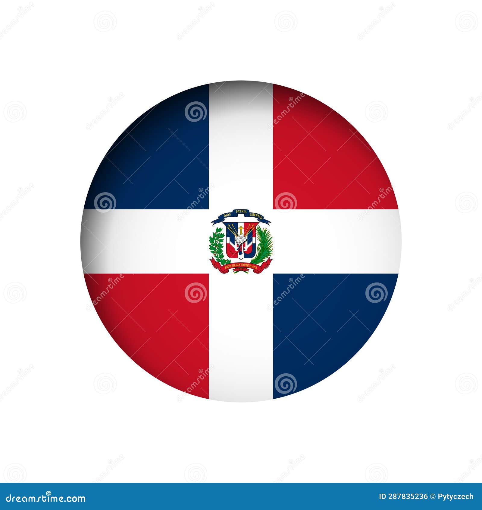 Circle Vector Flag of Dominican Republic Stock Vector - Illustration of ...