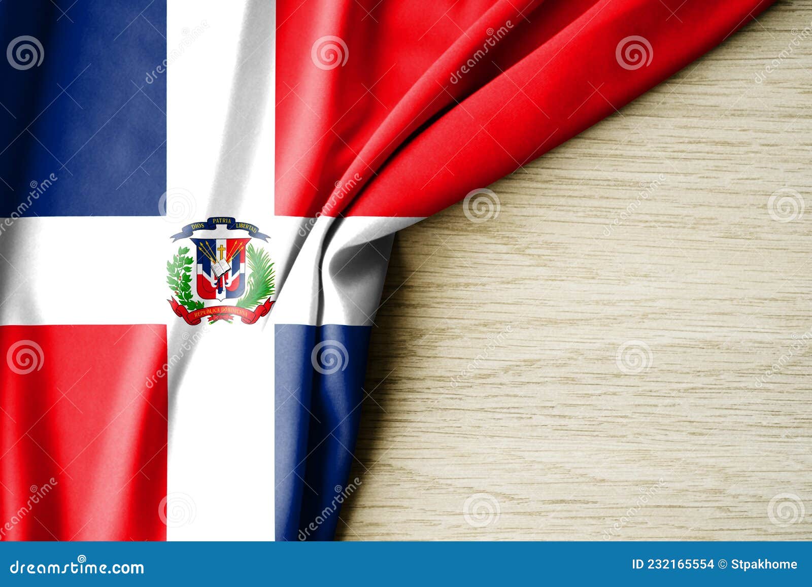 Dominican Republic Flag. Fabric Pattern Flag of Dominican Republic. 3d ...