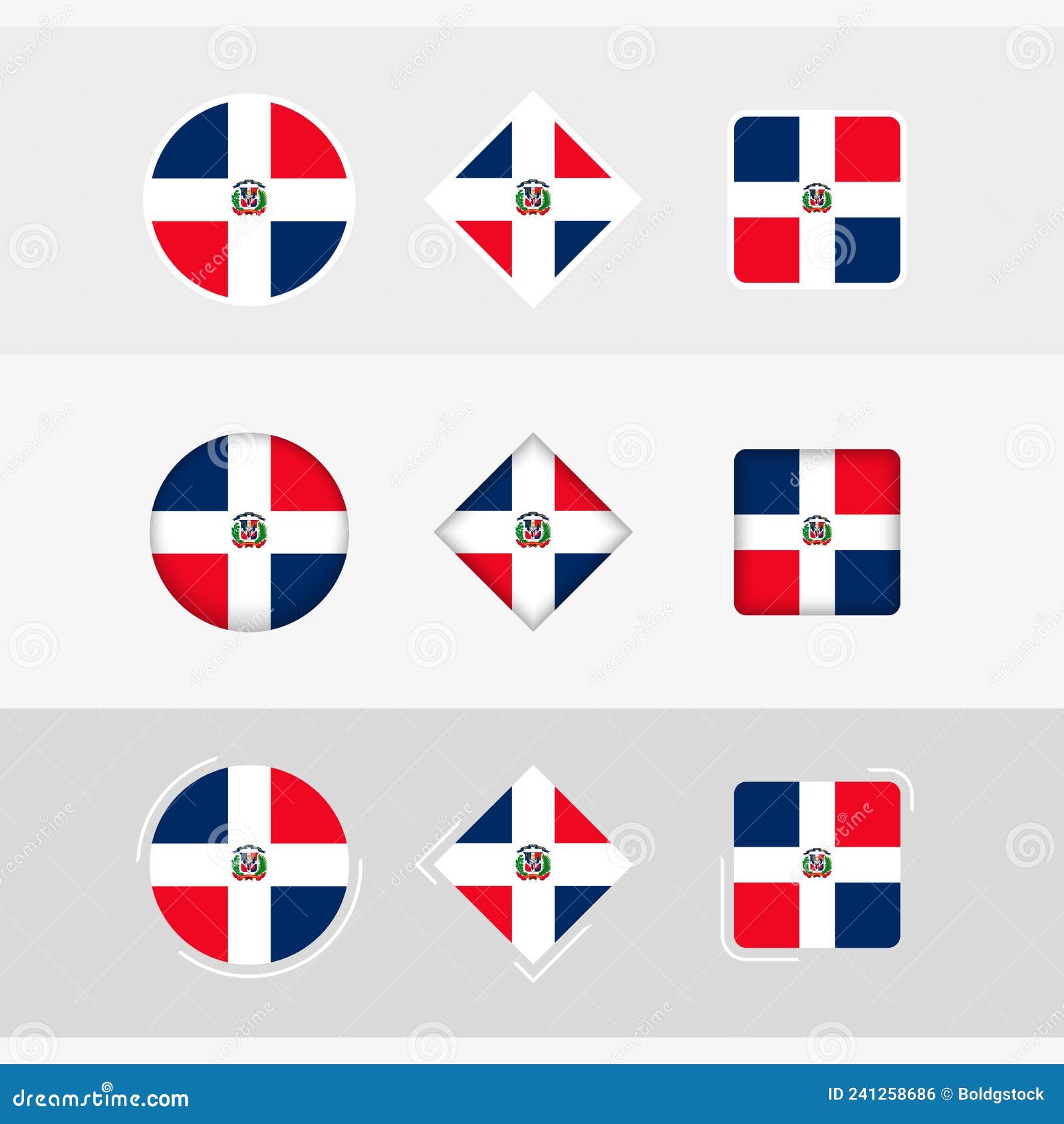 Dominican Republic Flag Icons Set, Vector Flag of Dominican Republic ...