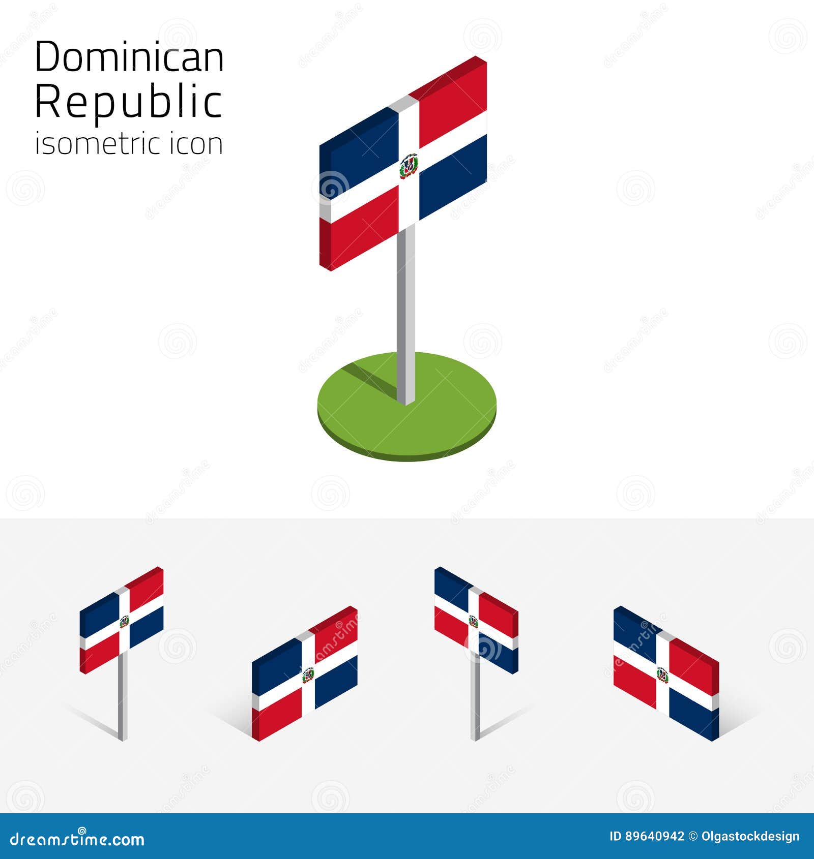 Dominican Republic Flag, Vector Set of 3D Isometric Flat Icons Stock ...