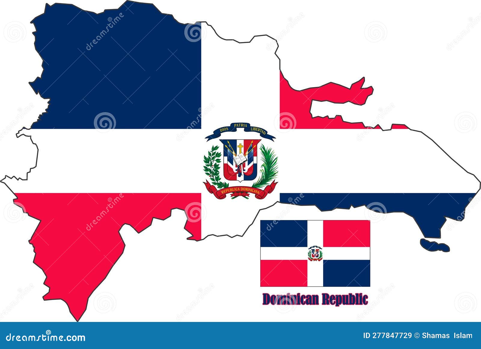 Dominican Republic Map and Flag Illustration Vector Stock Vector ...