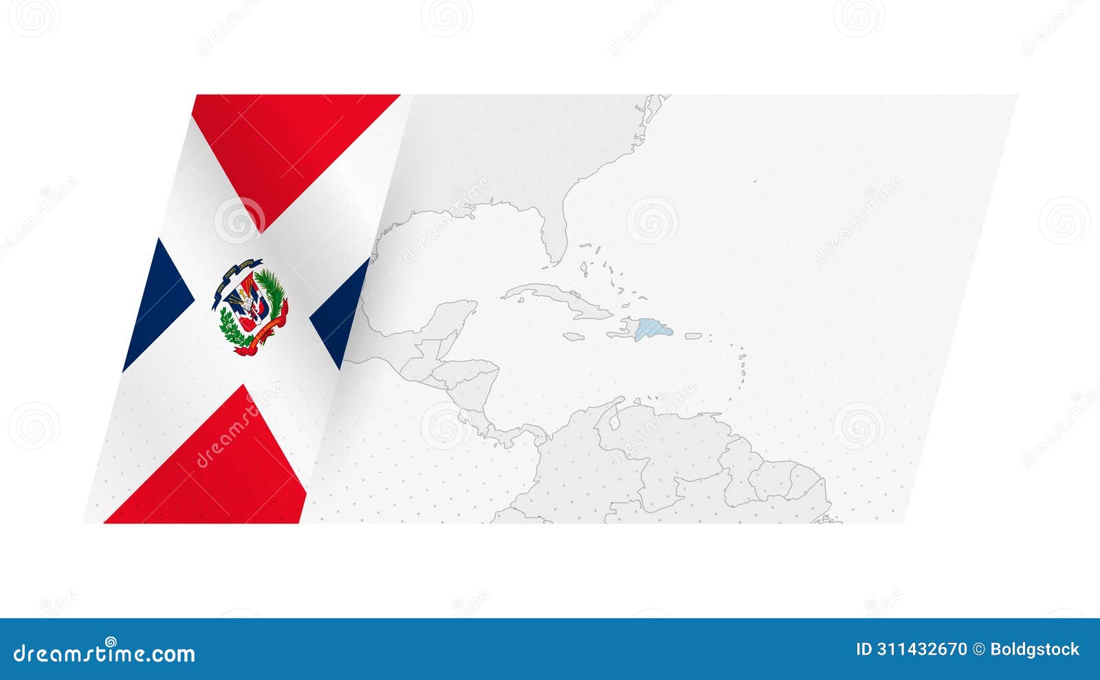 Dominican Republic Map in Modern Style with Flag of Dominican Republic ...