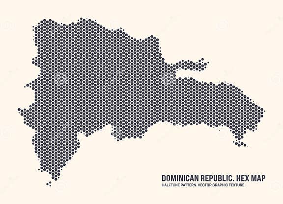 Dominican Republic Map Vector Hexagonal Half Tone Pattern Isolated on ...