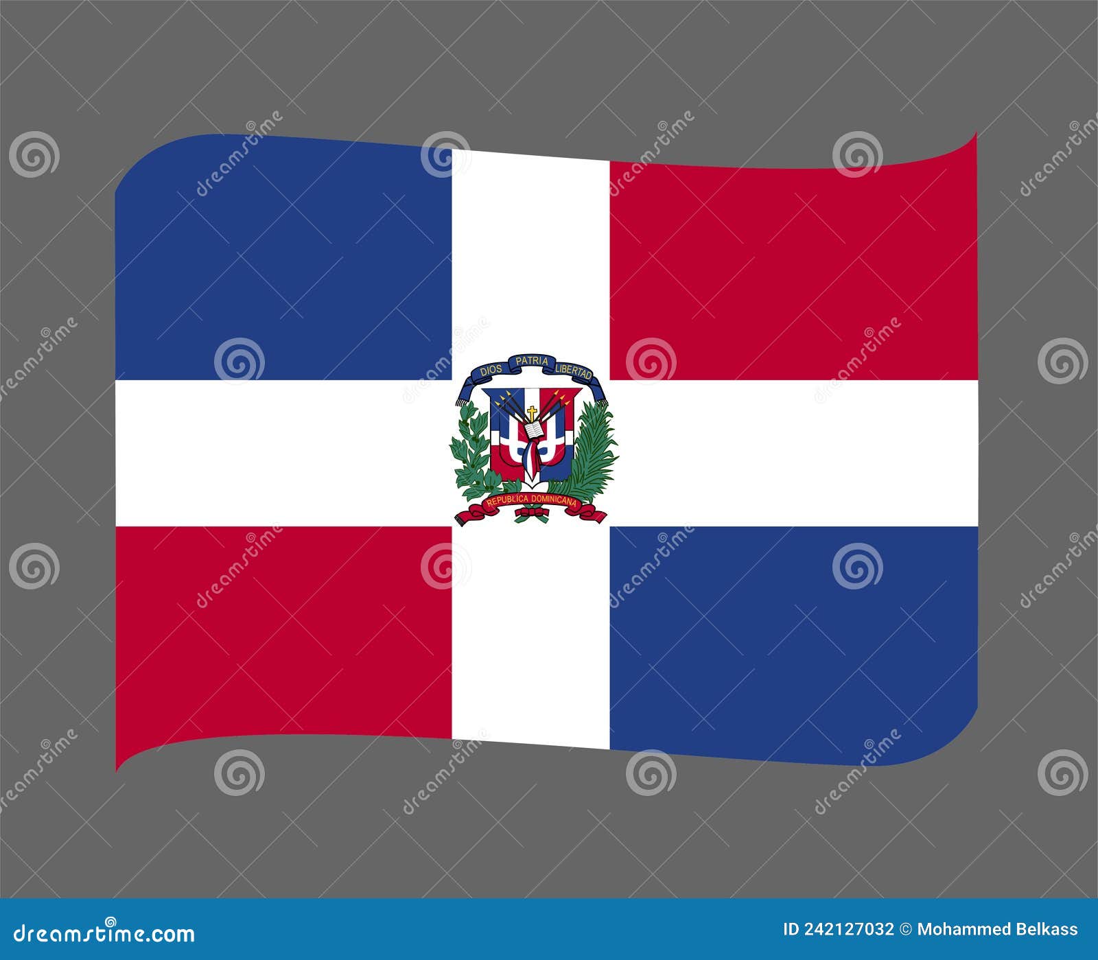 Dominican Republic Flag National North America Emblem Ribbon Icon Stock ...