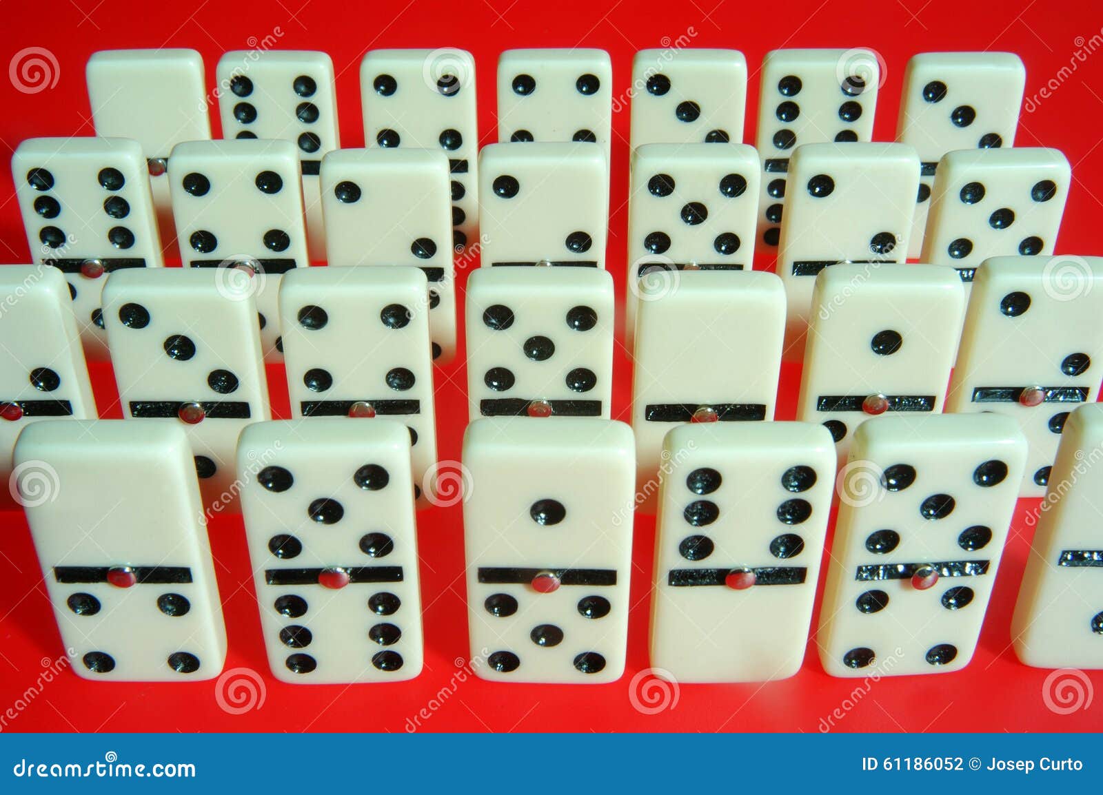Domino,dominos in a Row and Red Background Stock Photo - Image of ...