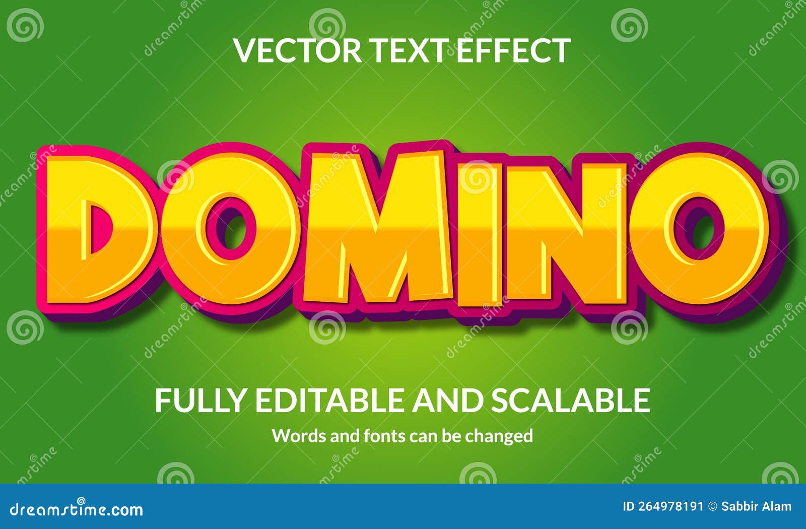 Domino Editable 3D Text Style Effect Vector Template Stock Vector ...