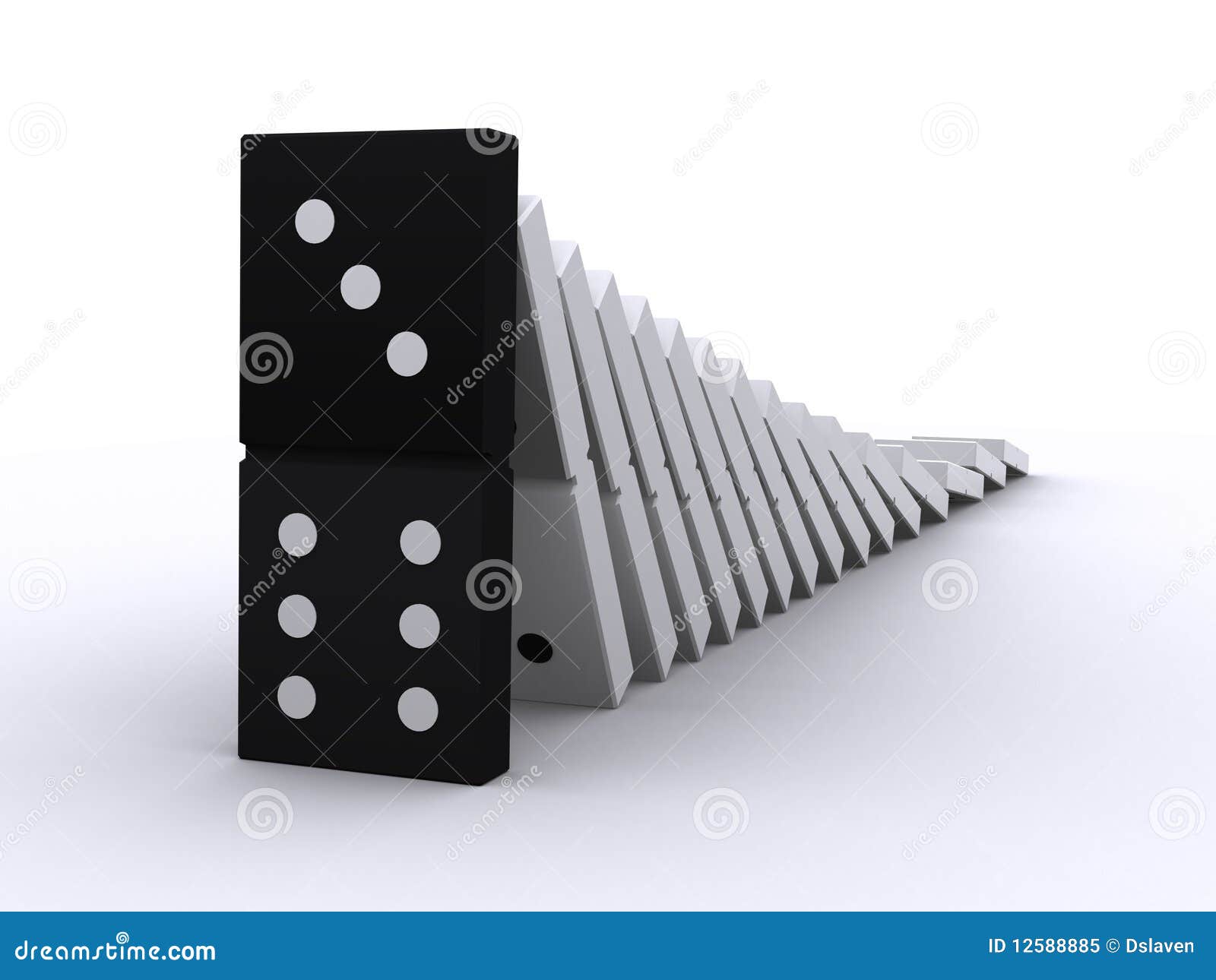 Domino effect stock illustration. Illustration of render - 12588885