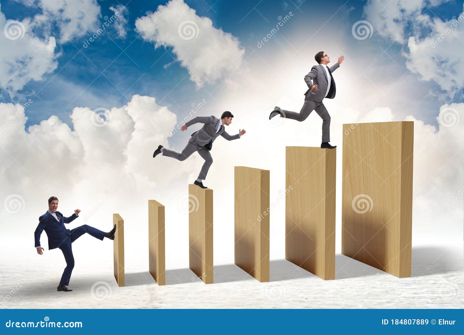 Domino Effect and Competition Concept Stock Image - Image of employee ...
