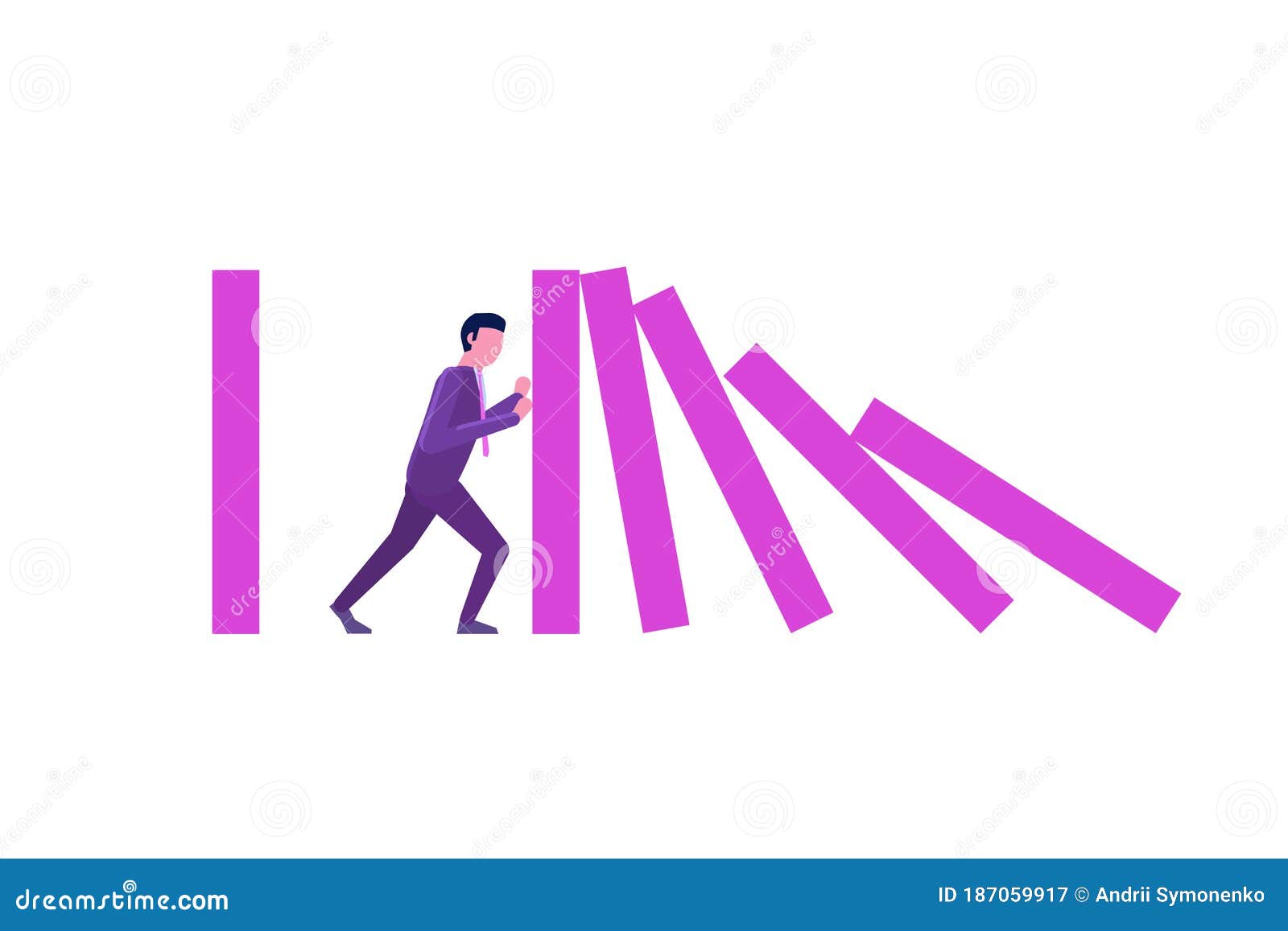 Domino Effect Concept. Vector Illustration. Stock Vector - Illustration ...