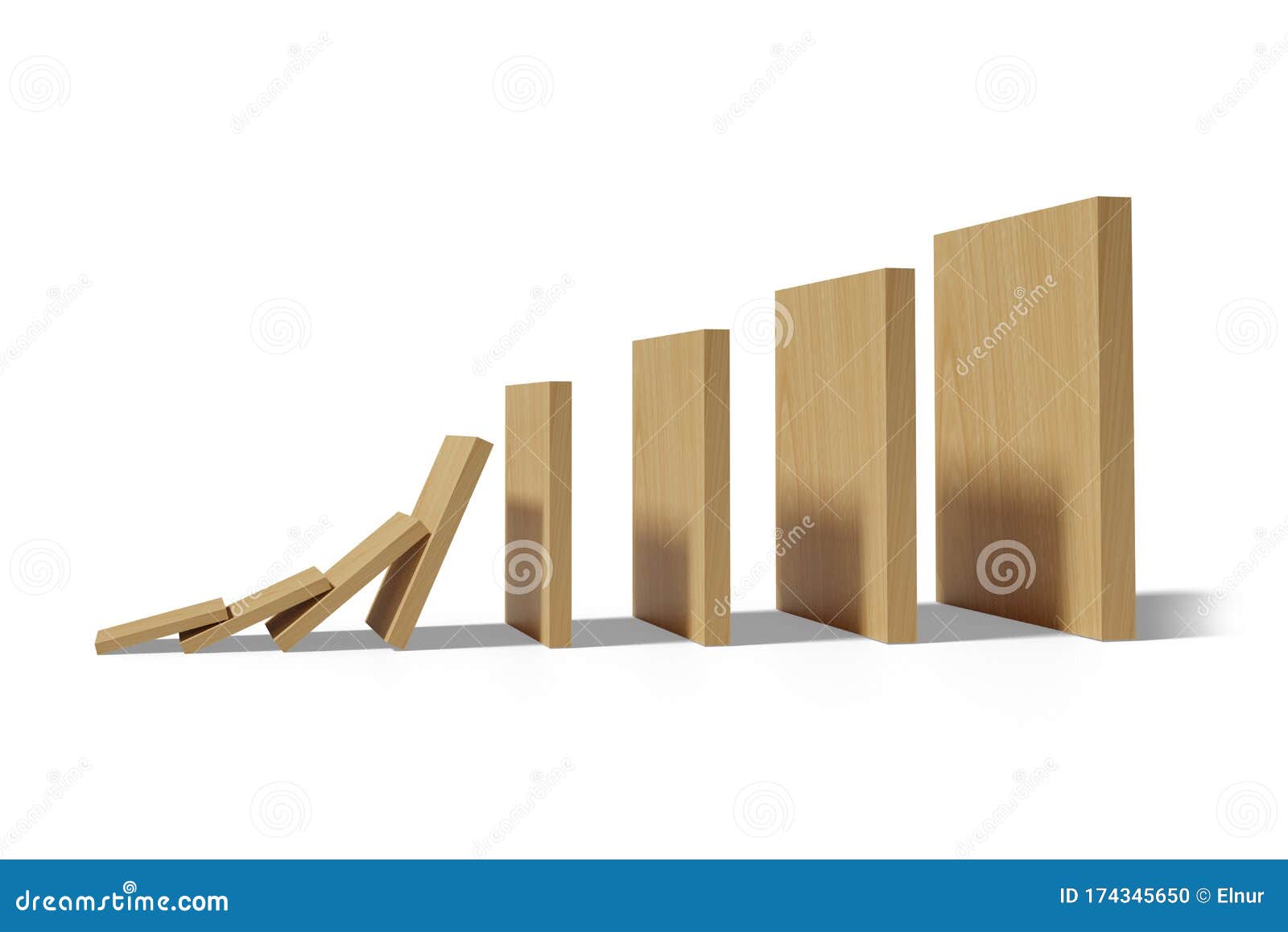 Domino Effect Concept with Wooden Pieces - 3d Rendering Stock ...
