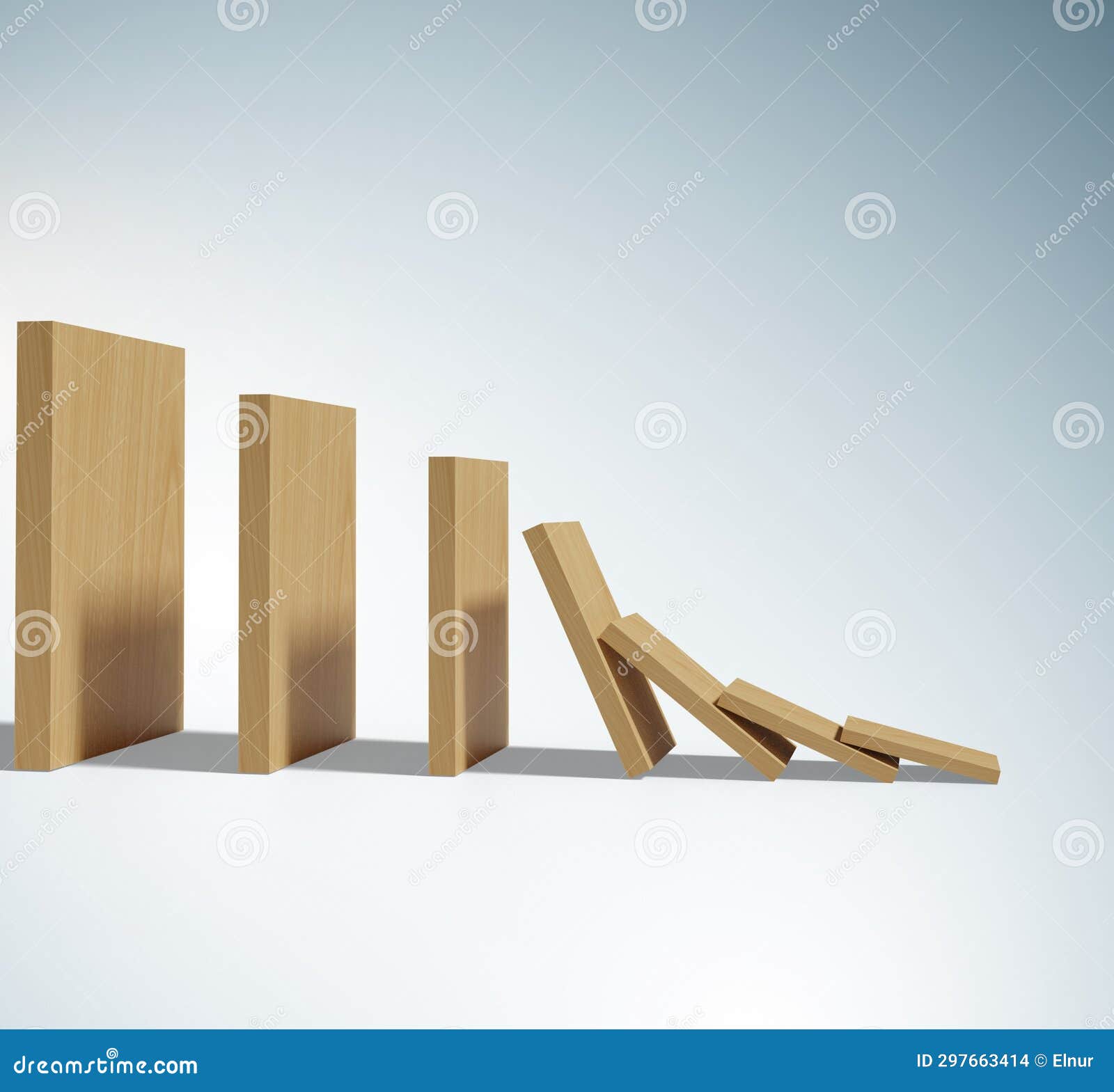 Domino Effect Concept with Wooden Pieces - 3d Rendering Stock ...