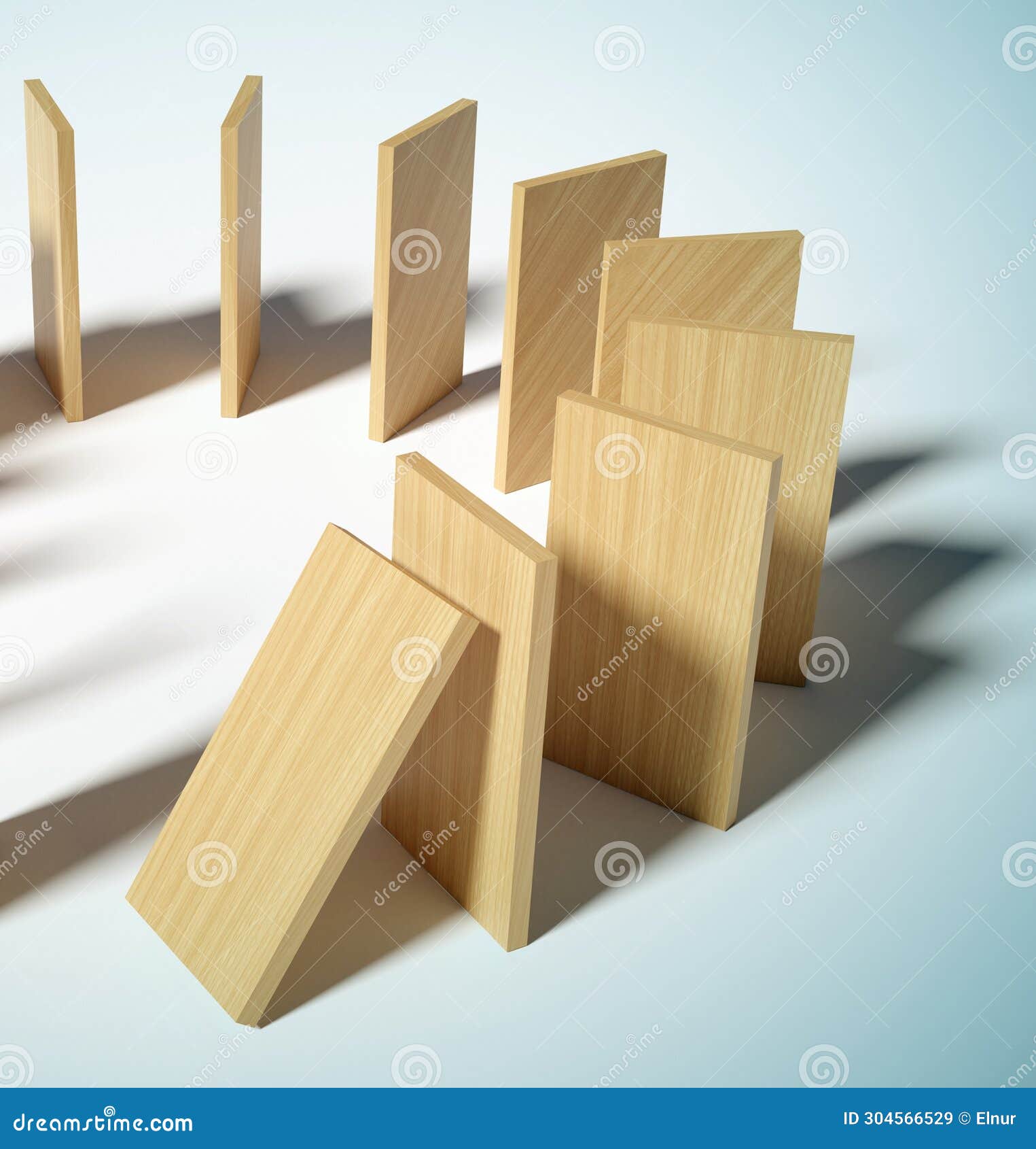 Domino Effect Concept with Wooden Pieces - 3d Rendering Stock ...