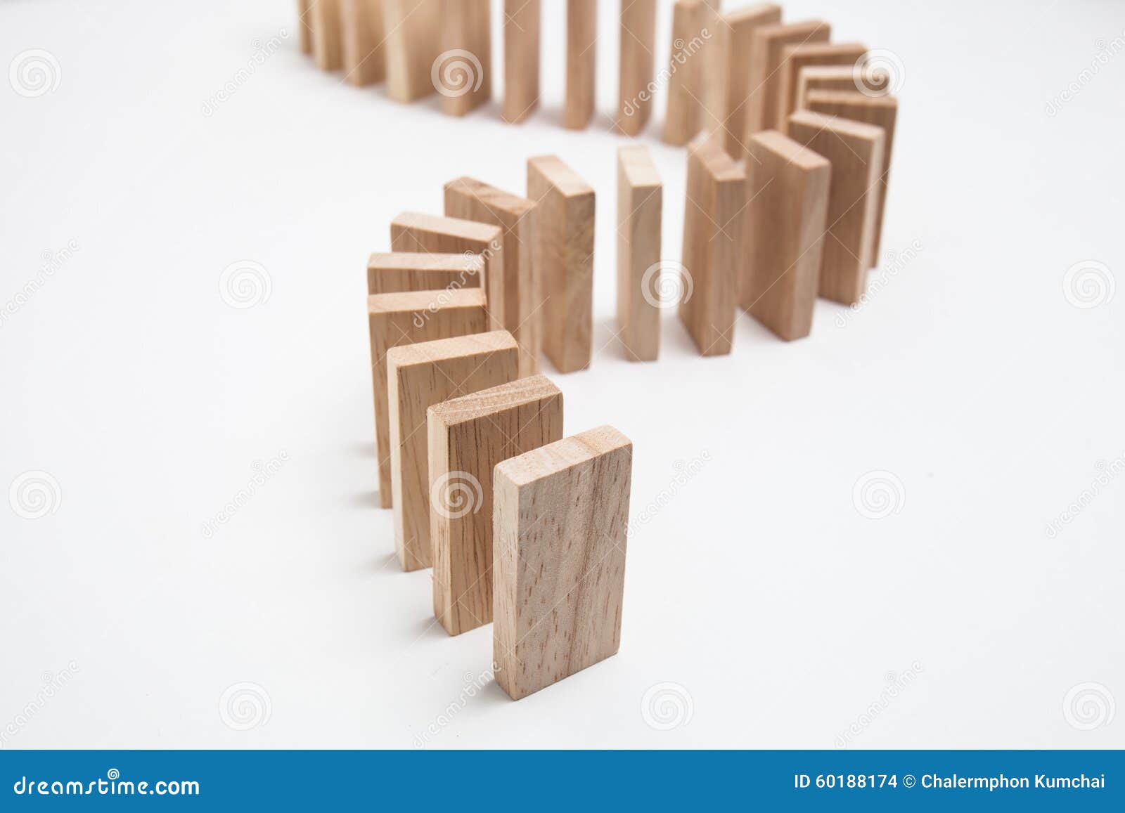 Domino Effect - Row of White Dominoes on White Background Stock Photo ...