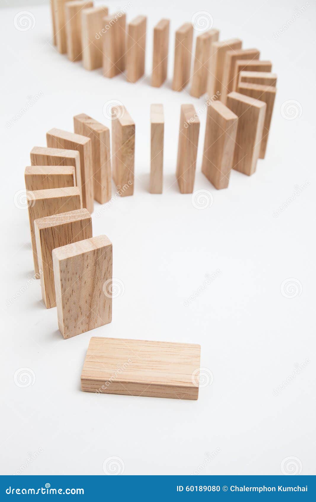 Domino Effect - Row of White Dominoes on White Background Stock Photo ...
