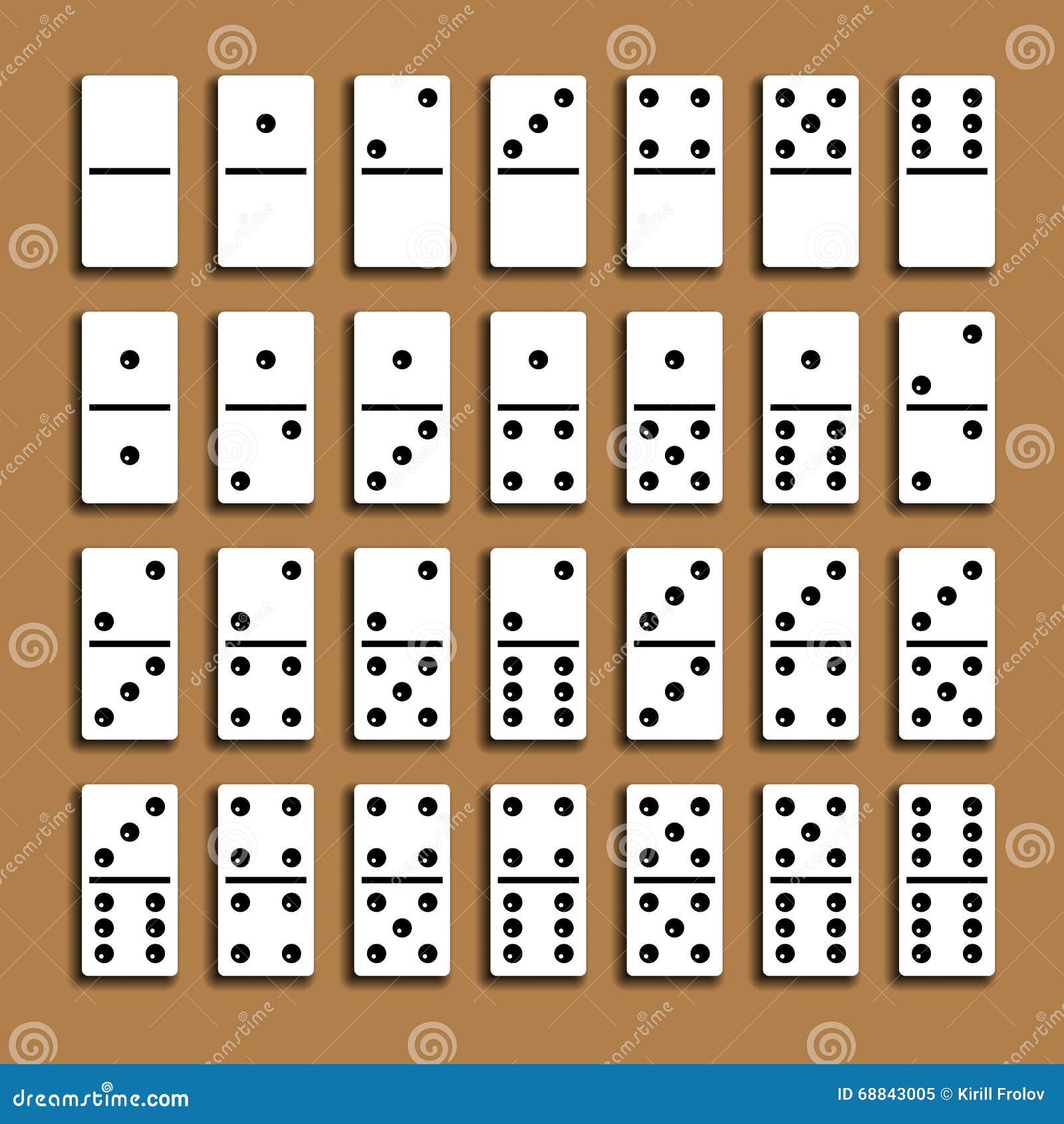 Domino Full Set. Dominoes Bones Signs Isolated On White. Vector ...