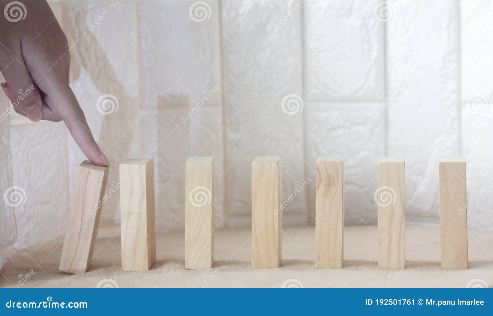 Domino Game with Hand Falling Business Ideas Caused by External Factors ...