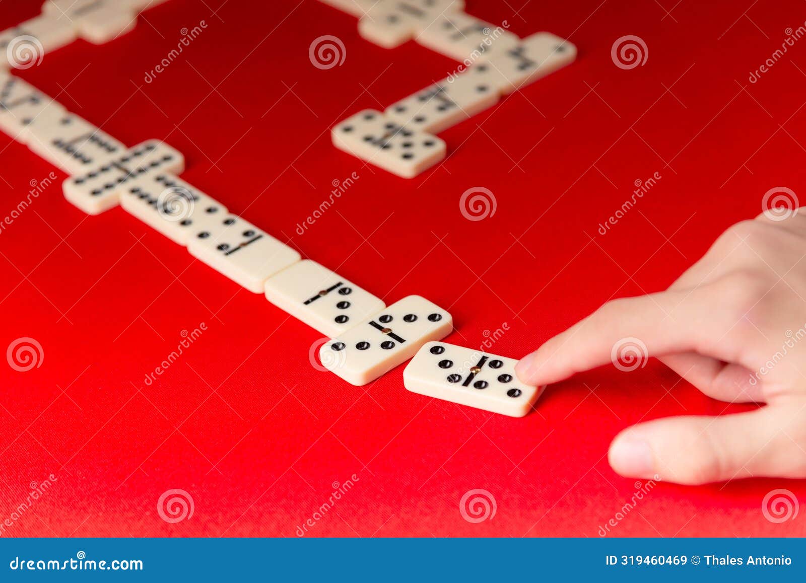 Domino Players Hand Placing a Rectangular Acrylic Tiles. Board Game ...