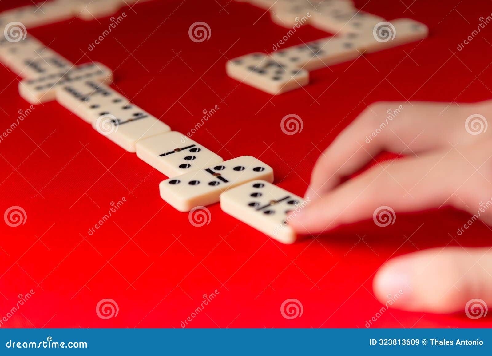 Domino Players Hand Placing a Rectangular Acrylic Tiles. Board Game ...