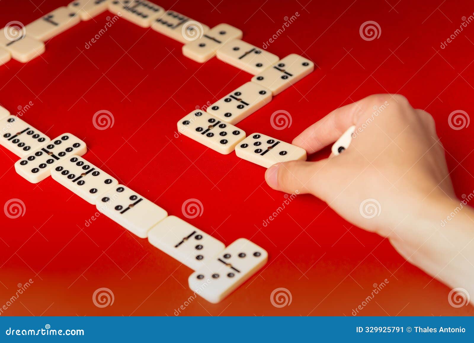 Domino Players Hand Placing a Rectangular Acrylic Tiles. Board Game ...