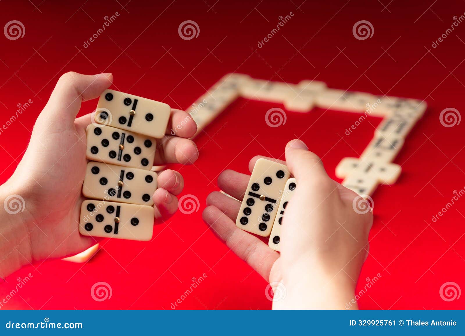 Domino Players Hands Holding Rectangular Number Blocks. Board Game ...