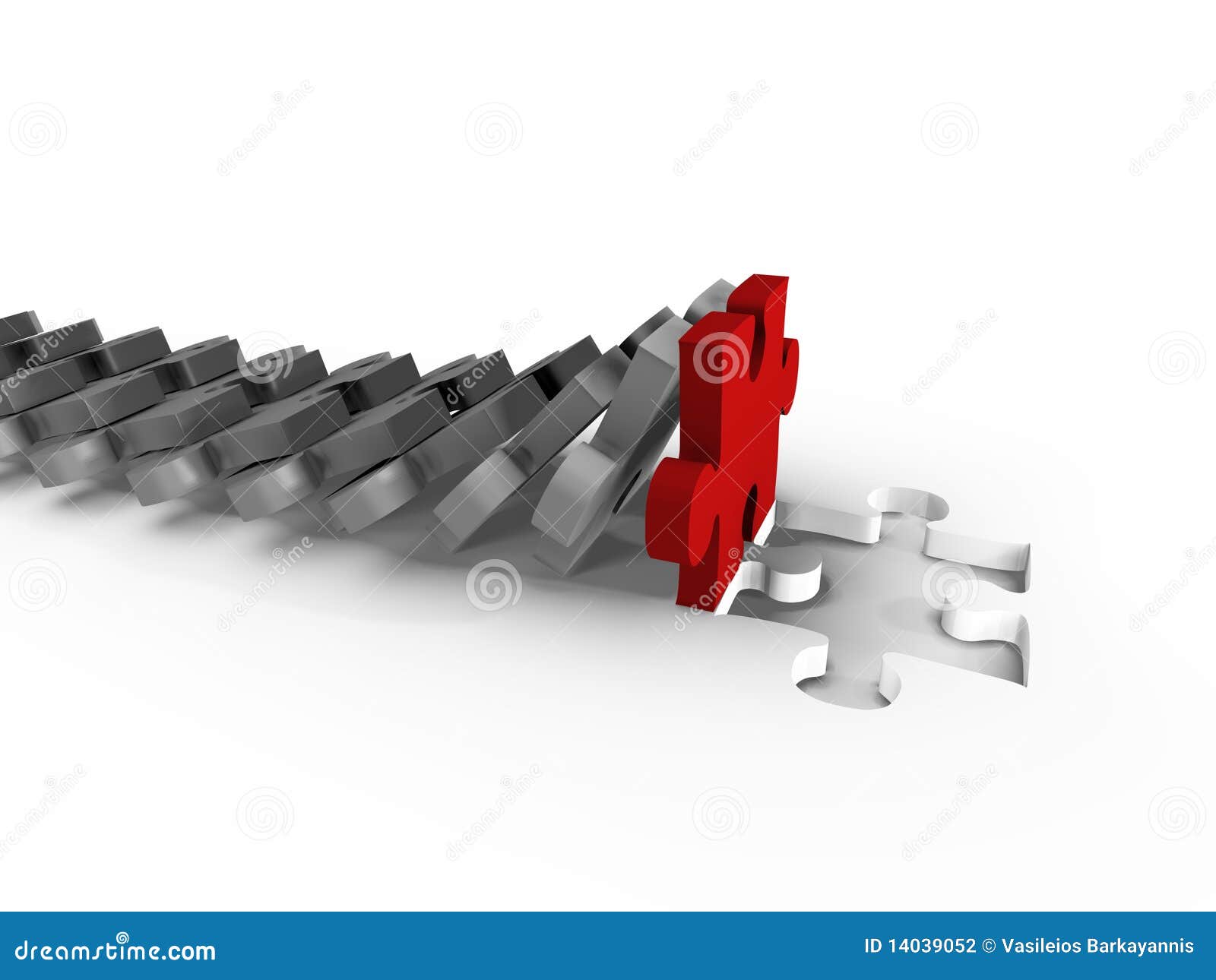 A Domino of Puzzle Filling the Gap - 3d Image Stock Illustration ...