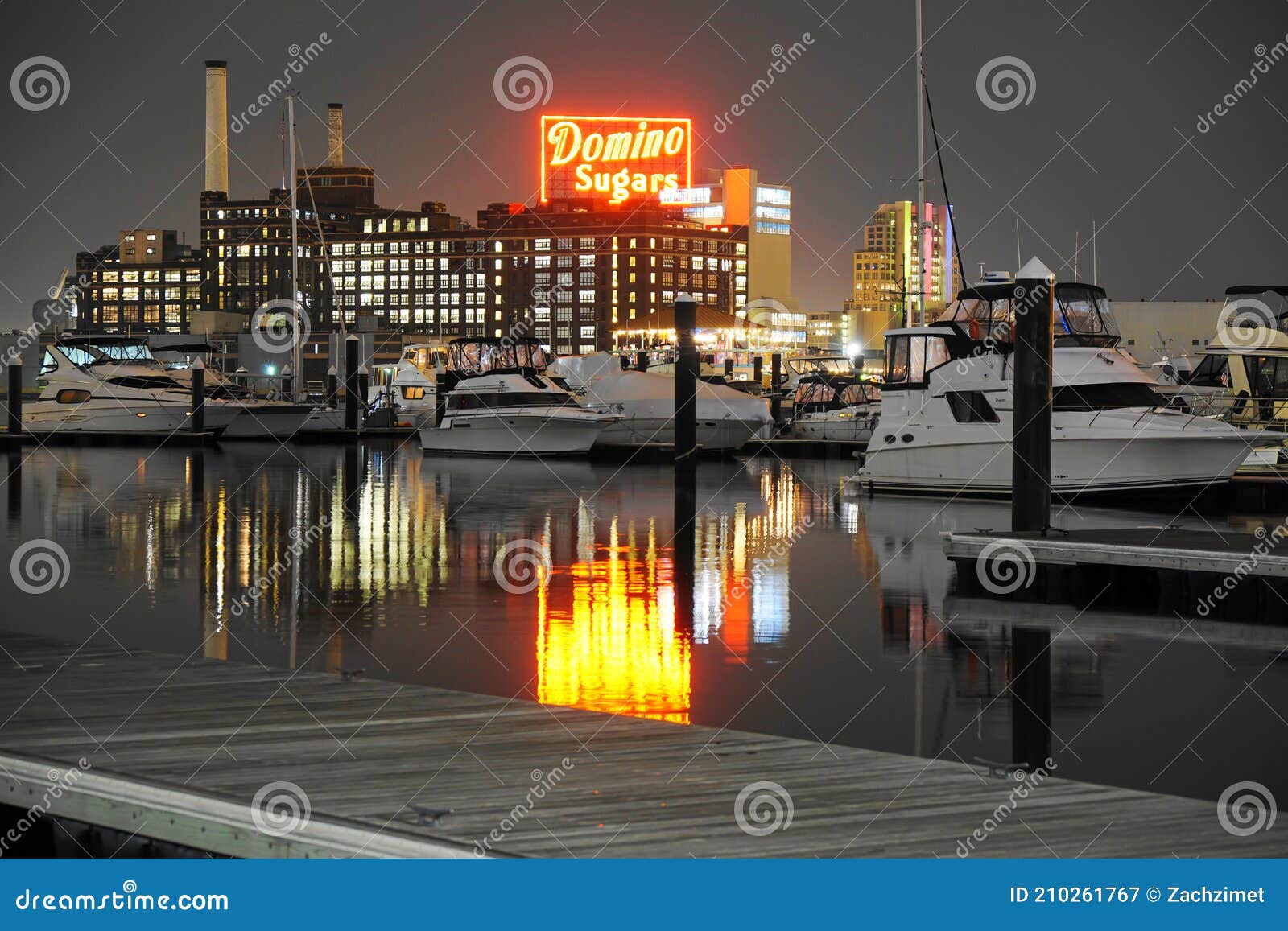 Domino Sugar Neon Sign Over the Water Editorial Photography - Image of ...