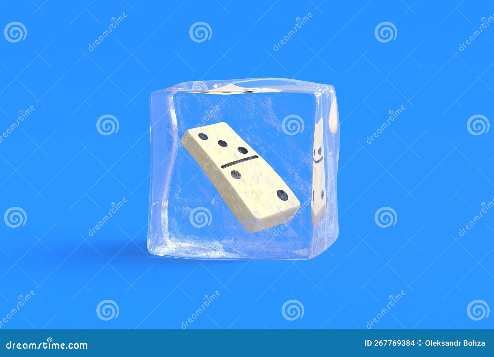 Domino tile in ice cube stock illustration. Illustration of recreation ...