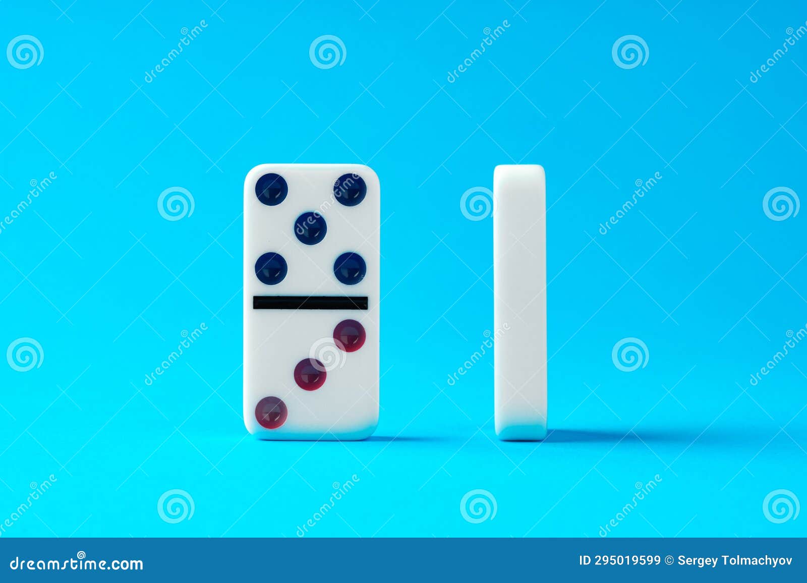 Domino Tiles on Blue Background Studio Shot Stock Image - Image of ...
