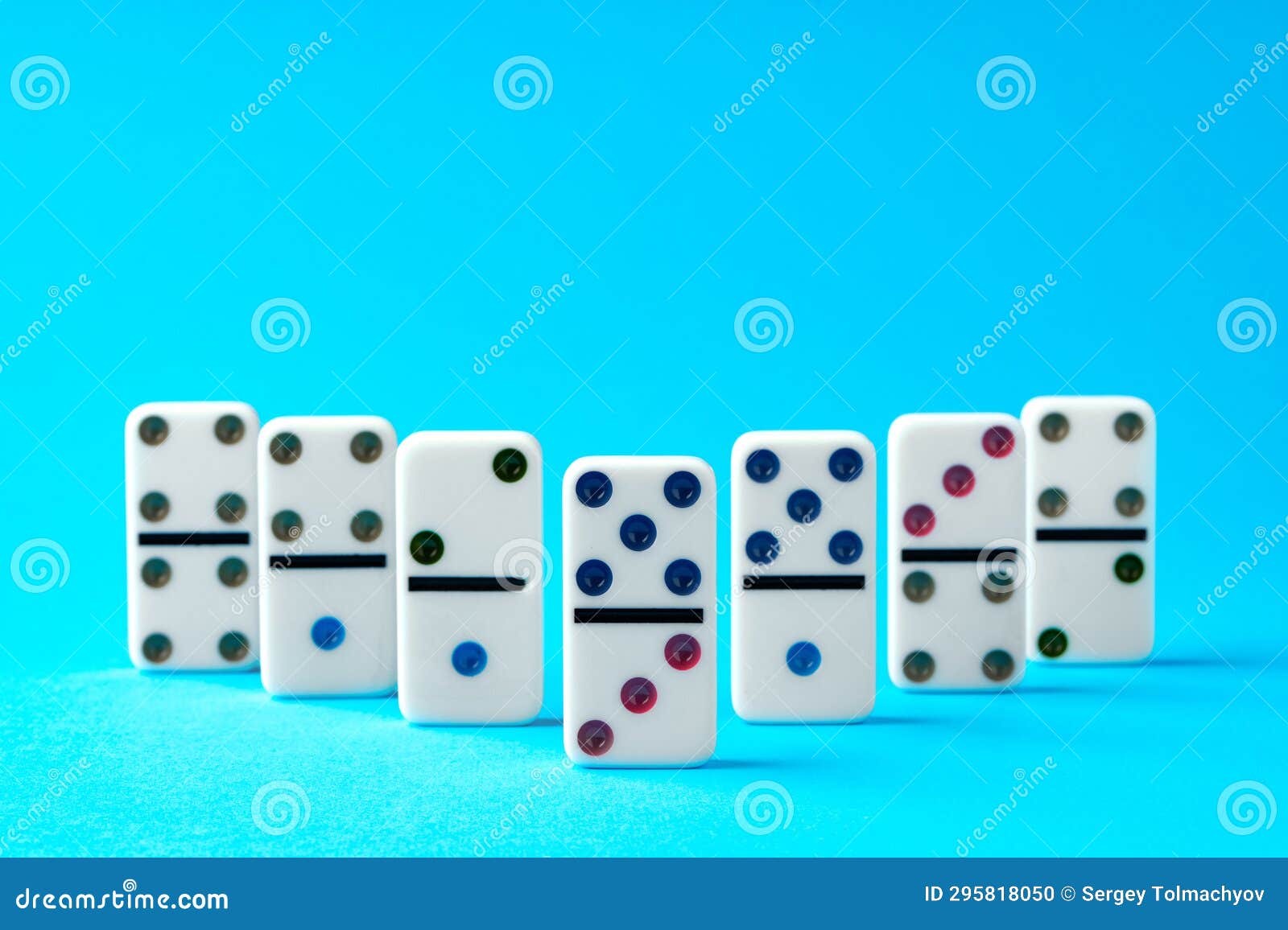 Domino Tiles on Blue Background Studio Shot Stock Photo - Image of blue ...